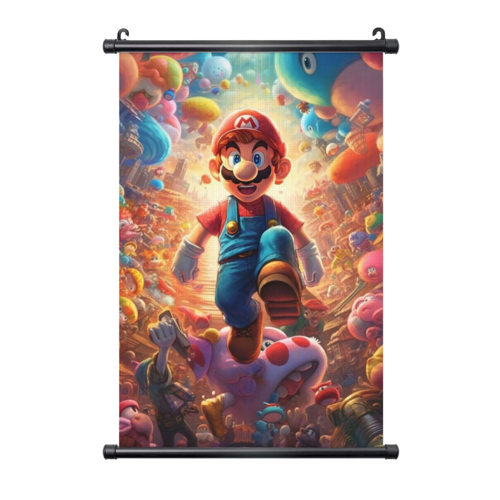 Super Mario World Black Plastic Shaft Hanging Poster Decor Canvas Wall ...