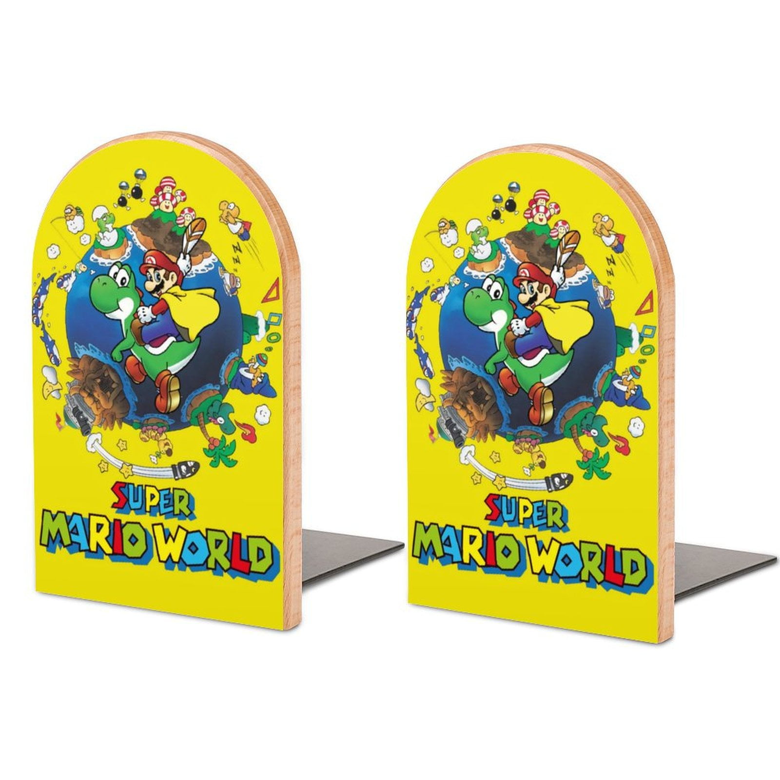 Super Mario World Book Ends,Book Ends for Shelves,Beech Wooden Bookends ...