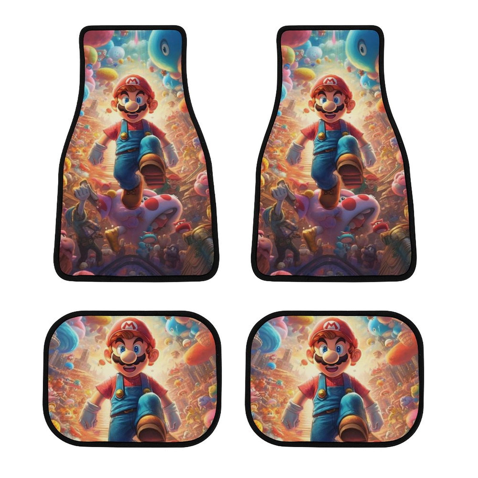 Super Mario World Car Floor Mat Set 4-Piece Front/Rear Auto Foot Mats ...