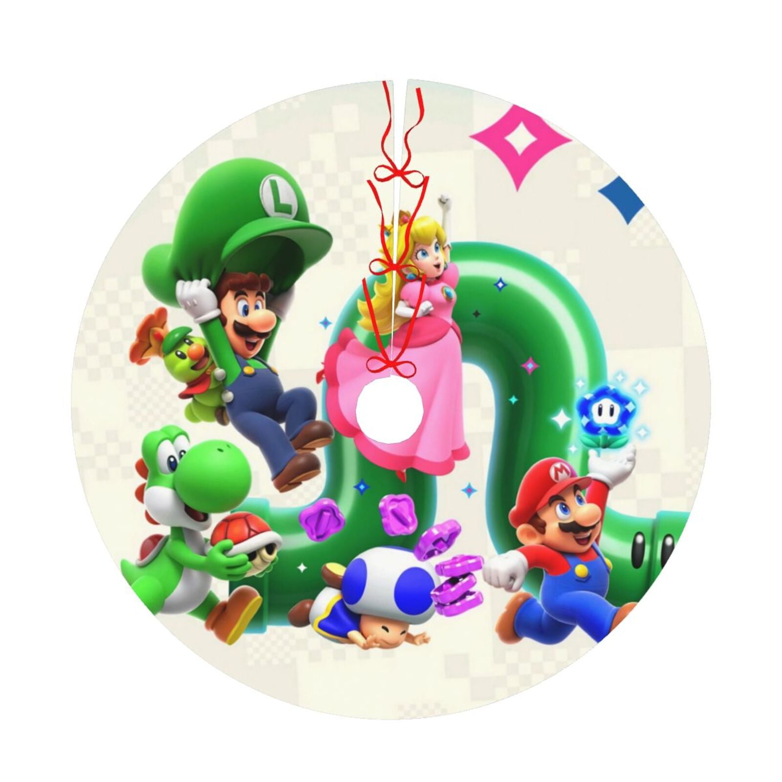 Super-Mario World Christmas Tree Skirt 30 Inch,Soft and Funny Merry ...