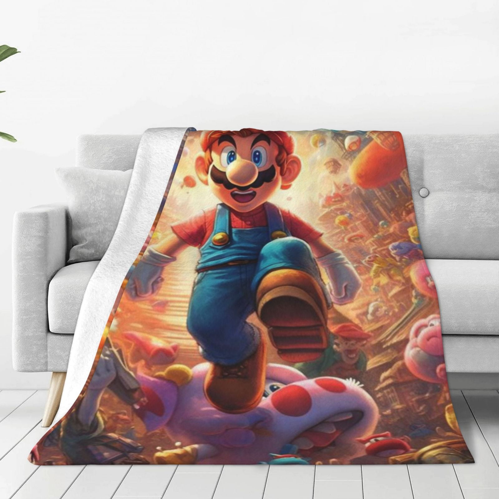 Super Mario World Flannel Blanket Cozy Ultra-Soft Micro Fleece Throw ...