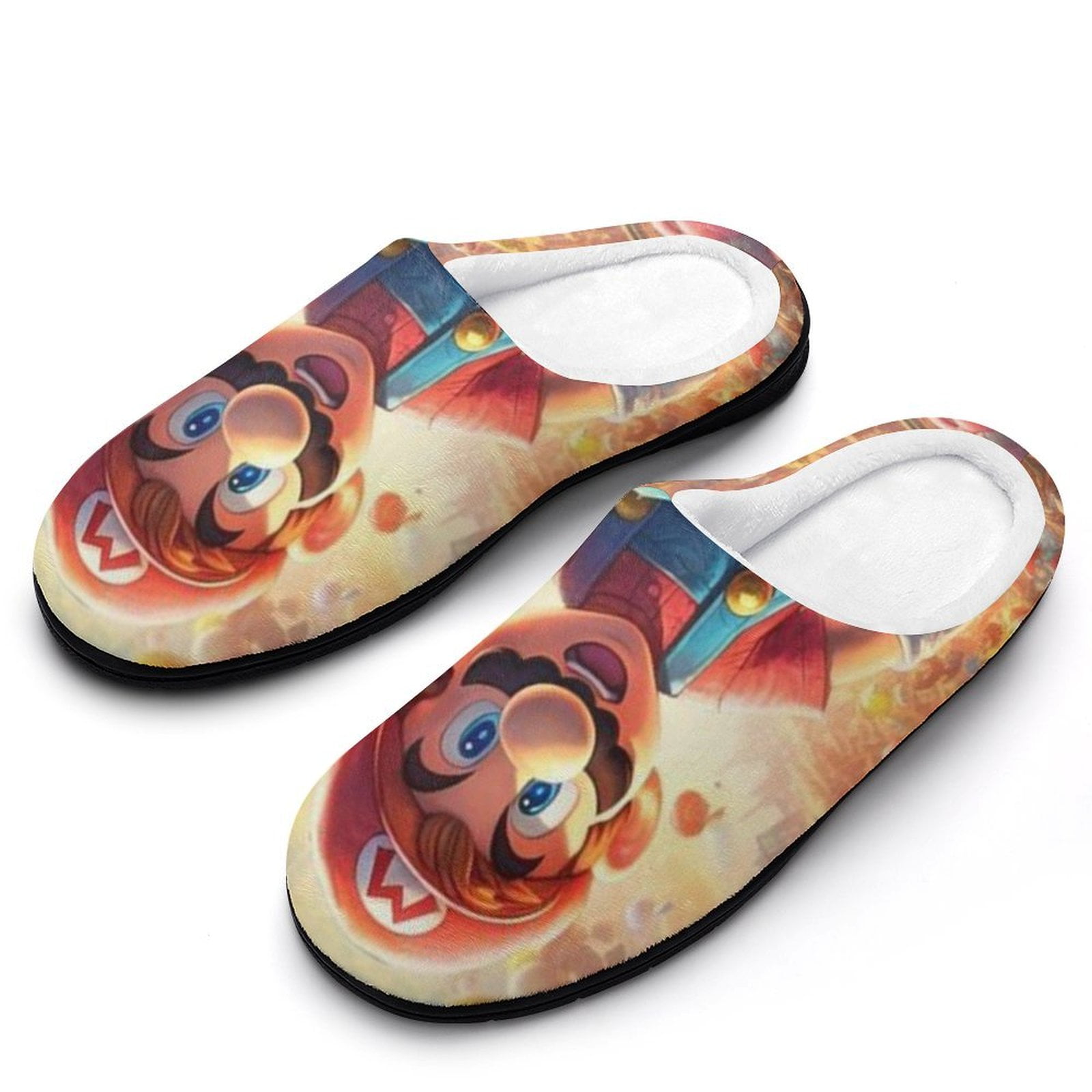 Super Mario World Men's Cotton Slippers Winter Fuzzy Lightweight Anti ...