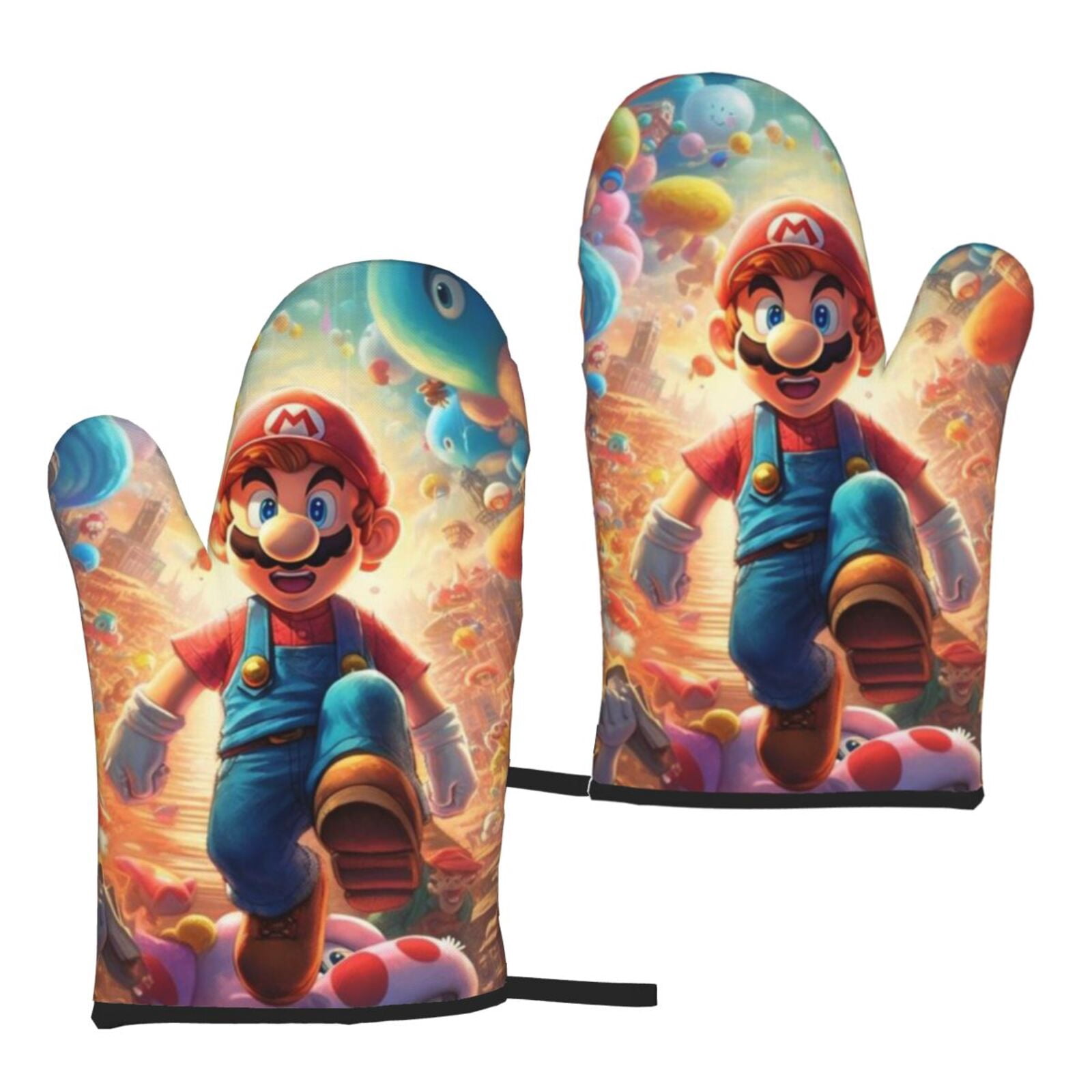 Super Mario World Microwave Gloves Heat Resistant Oven Mitts Set Of 2 ...