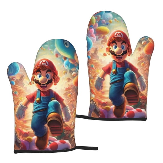 Super Mario World Microwave Gloves Heat Resistant Oven Mitts Set Of 2 ...