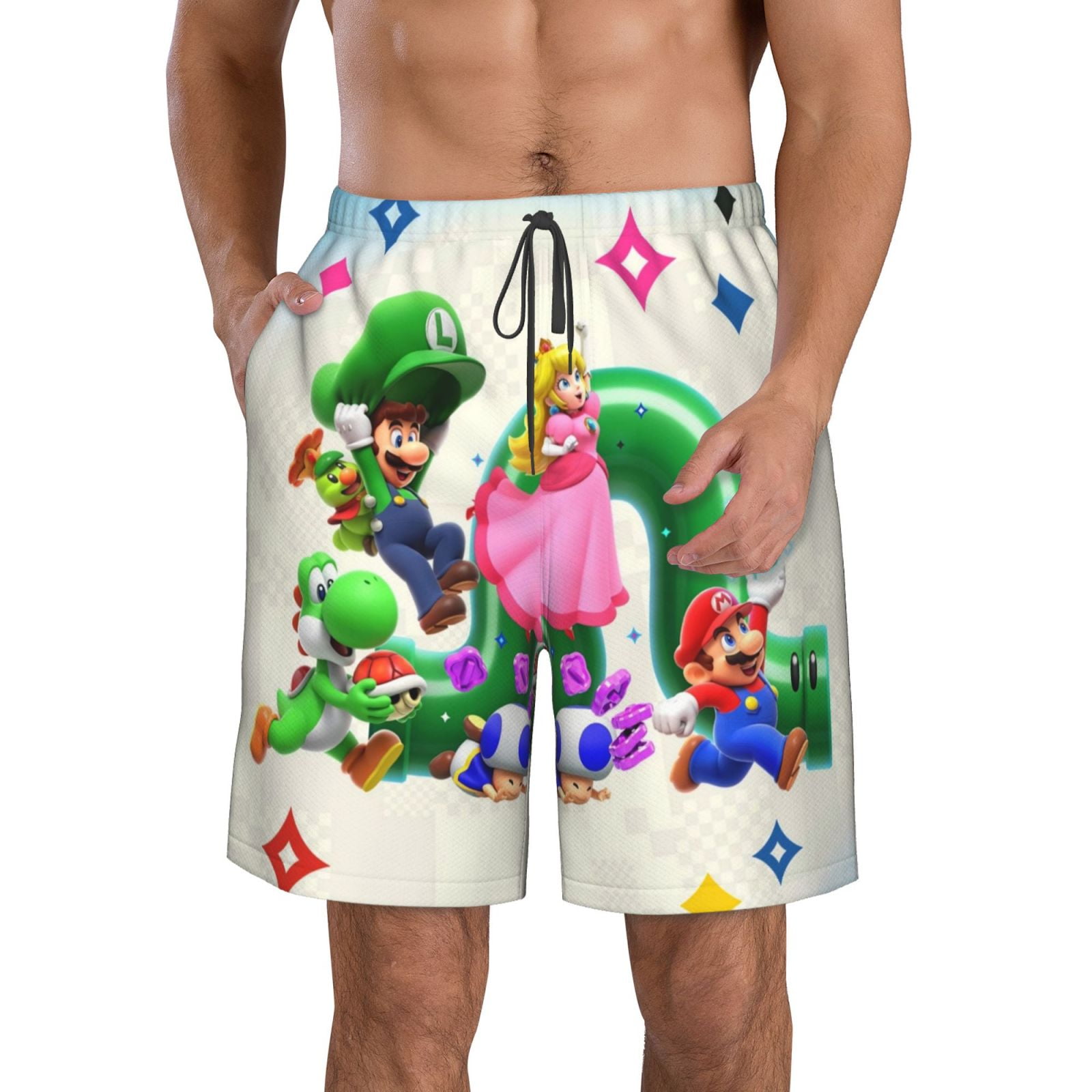 Super Mario World Summer Beach Sign Mens Swim Trunks Quick Dry Board ...