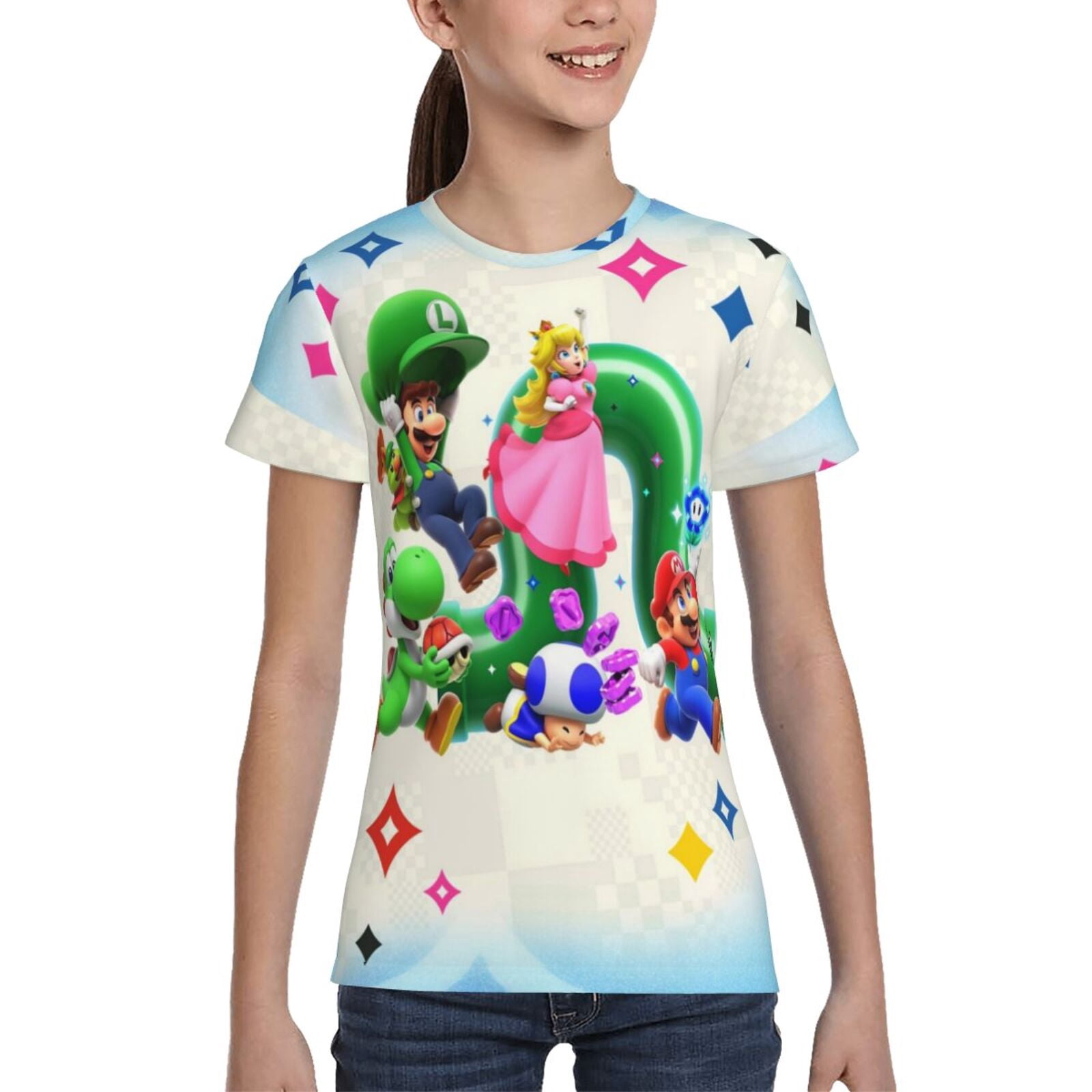 Super Mario World T-Shirt for Boys Girls Graphic Tees - Soft Cotton ...