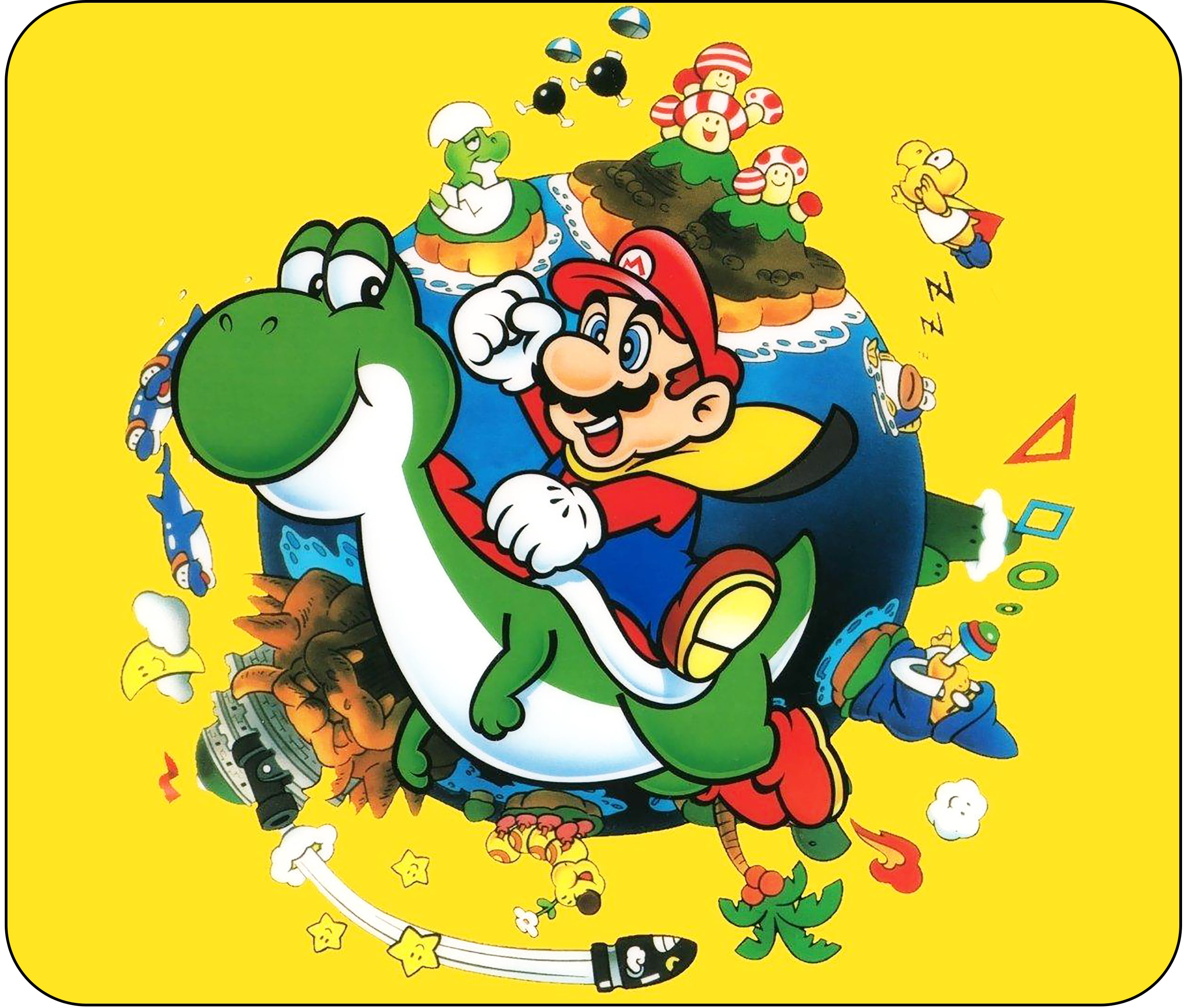 Super Mario World Yoshi Vintage Themed Mouse Pad - Standard Size (10" x ...