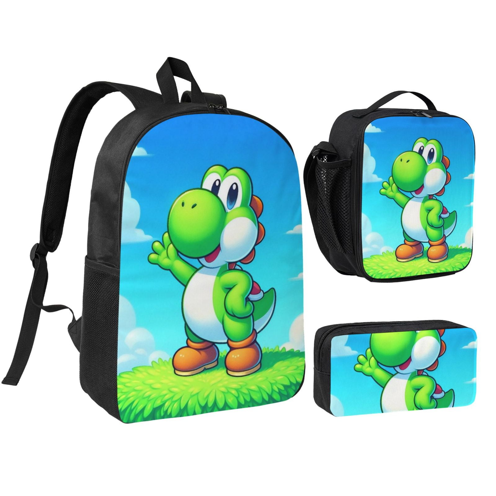 Super Mario Yoshi 36 School Backpack with Lunch Box and Pencil Cas ...
