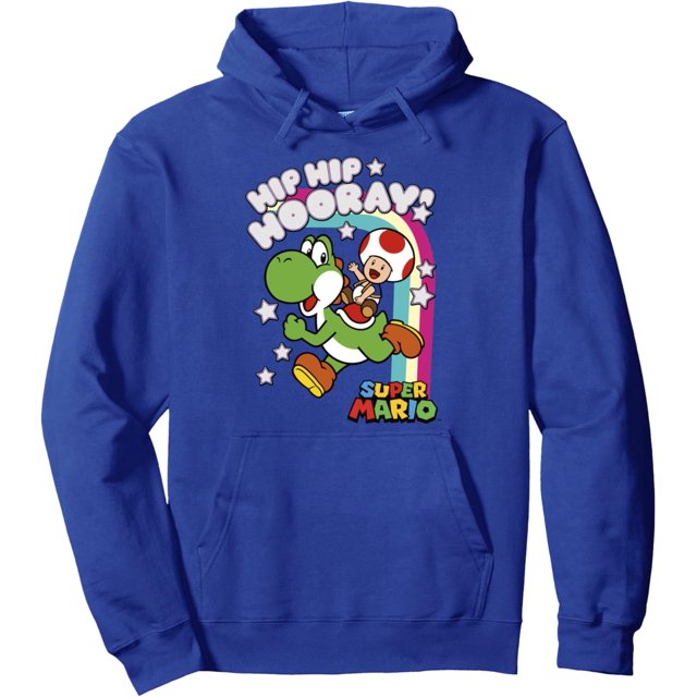 Super Mario Yoshi And Toad Hip Hip Hooray Rainbow Pullover Hoodie ...