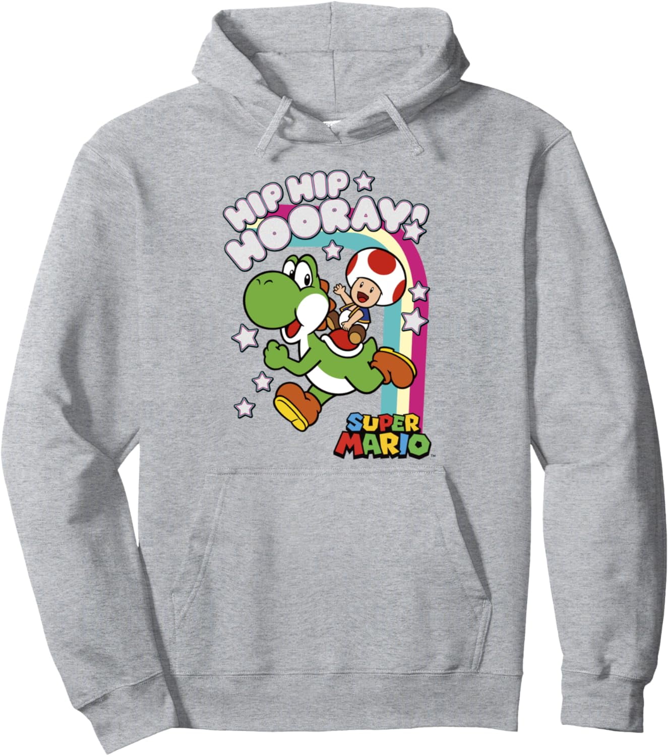 Super Mario Yoshi And Toad Hip Hip Hooray Rainbow Pullover Hoodie ...