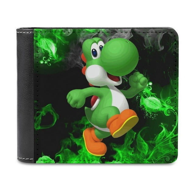 Super Mario Yoshi Leather Wallet for Men Women Two Fold Purse Slim Cash ...