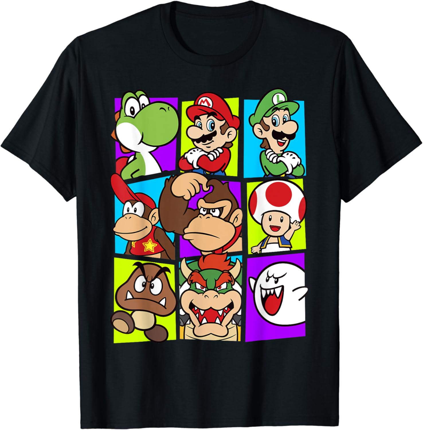 Super Mario Yoshi Luigi Bowser & Gang Box-Up Graphic T-Shirt T-Shirt ...