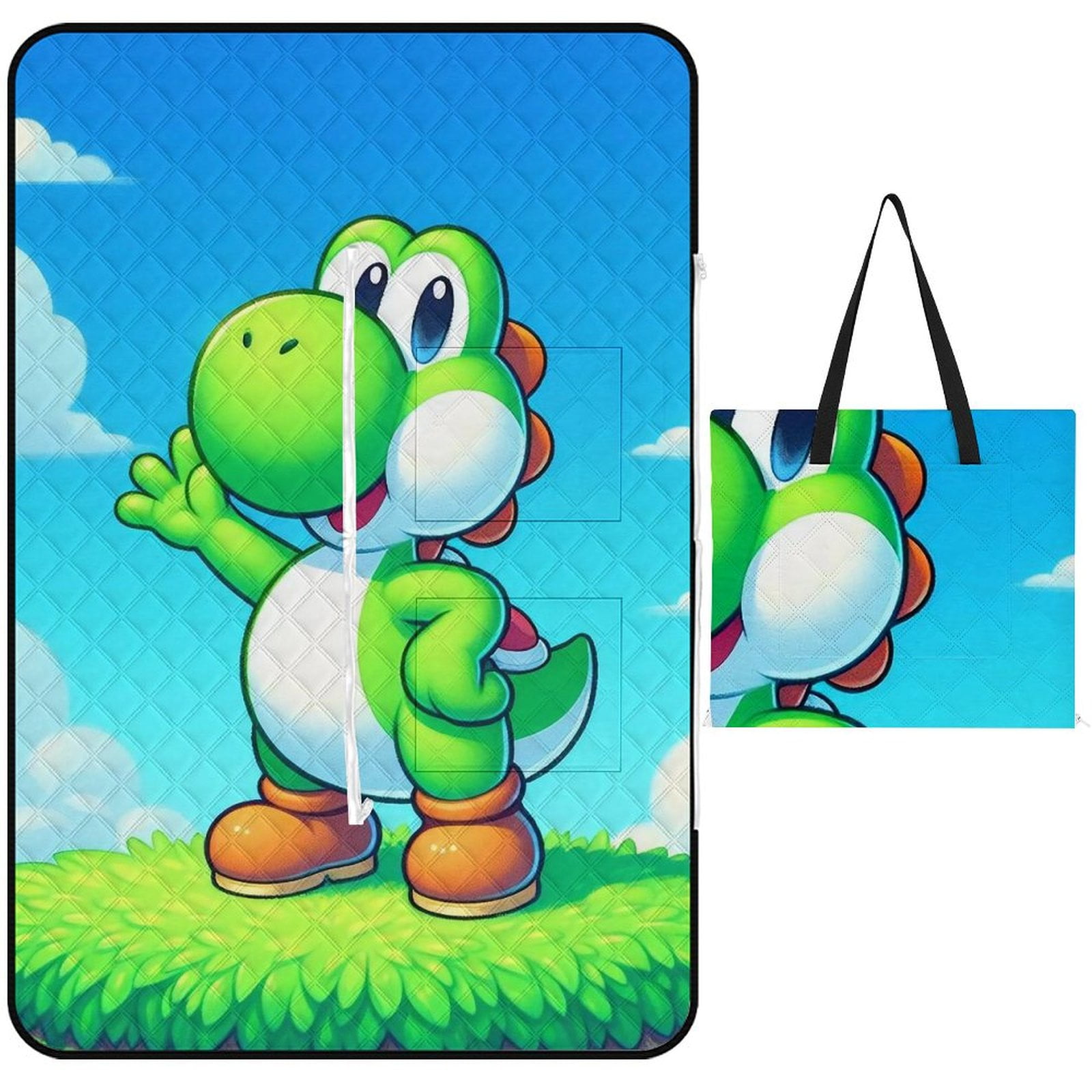 Super Mario Yoshi Picnic Blanket Outdoor Extra Large Picnic Mat 59"X39 ...