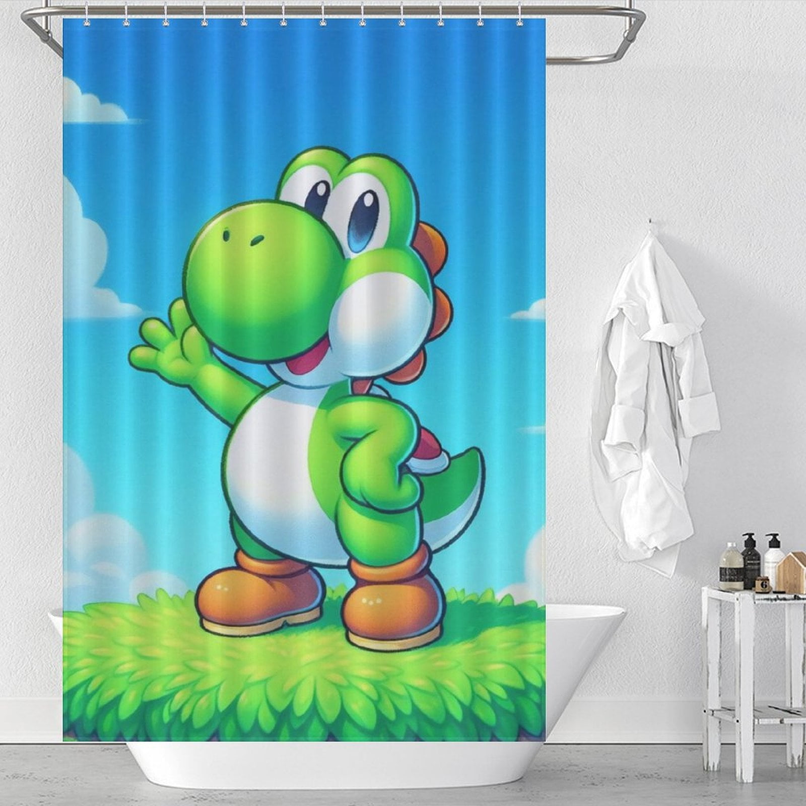 Super-Mario Yoshi Shower Curtain,Polyester Shower Curtain,Water ...