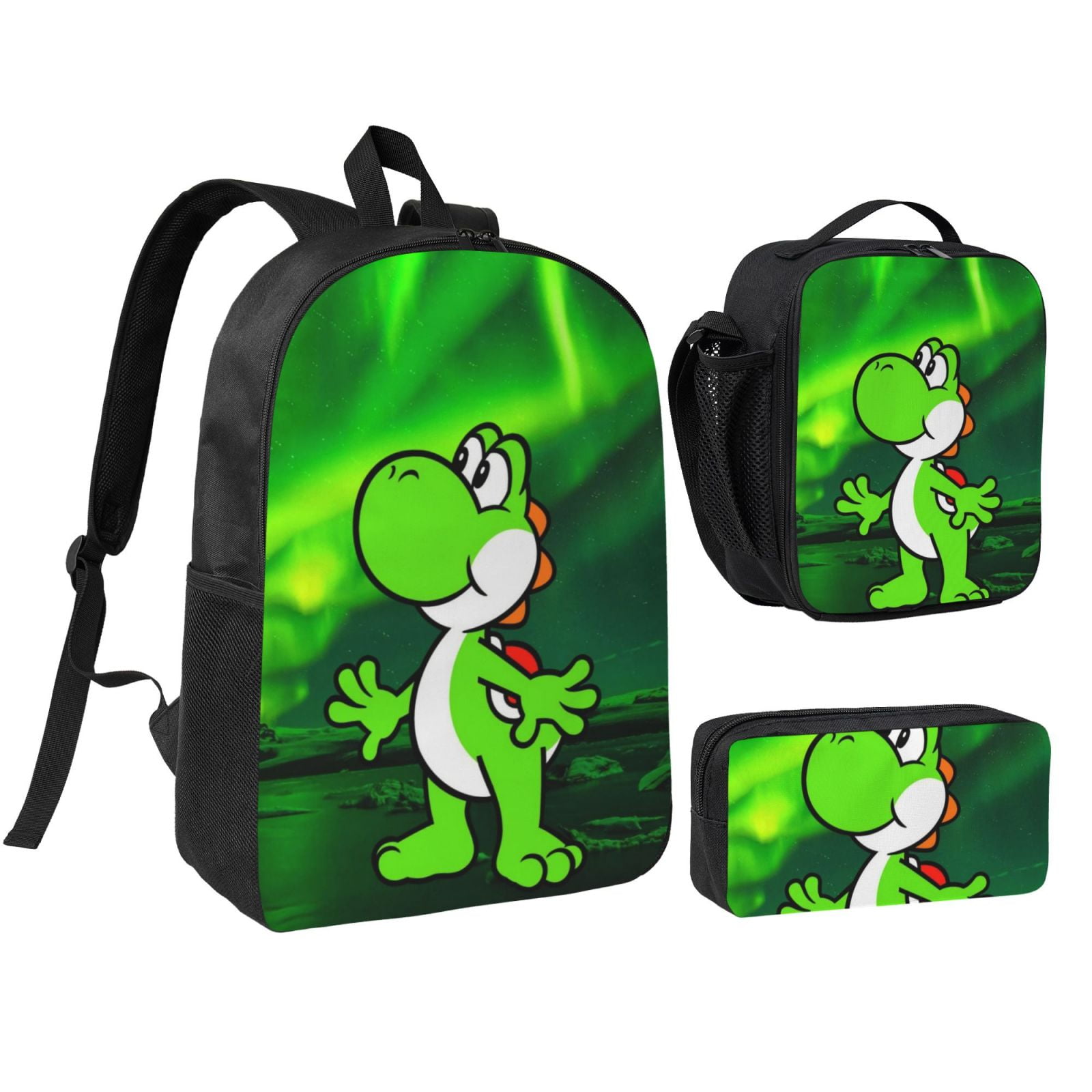 Super Mario Yoshi Wallpaper School Backpack with Lunch Box and Pencil ...