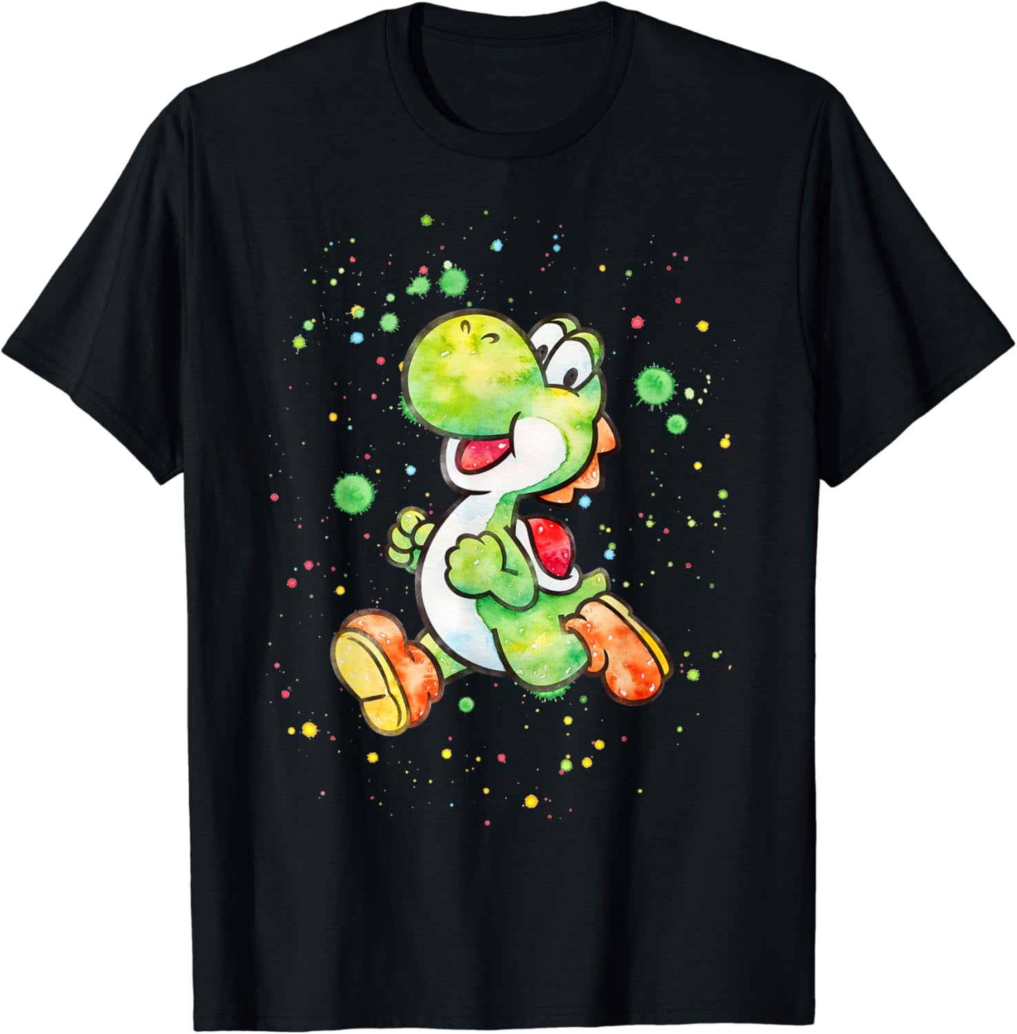 Super Mario Yoshi Watercolor Splatter Portrait T-Shirt - Walmart.com