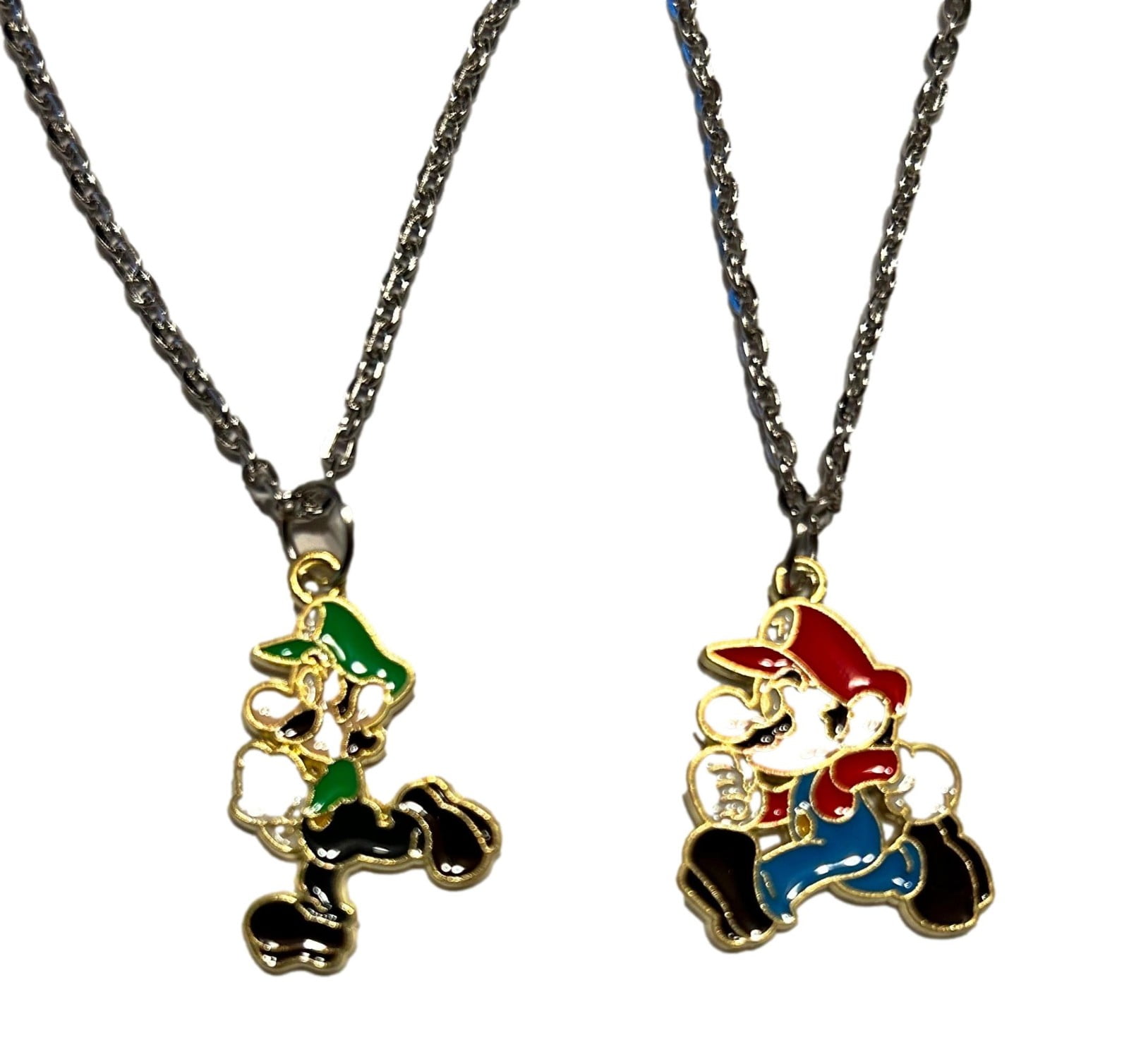Super Mario and Luigi Enamel Metal Pendant 2 Necklaces - Walmart.com