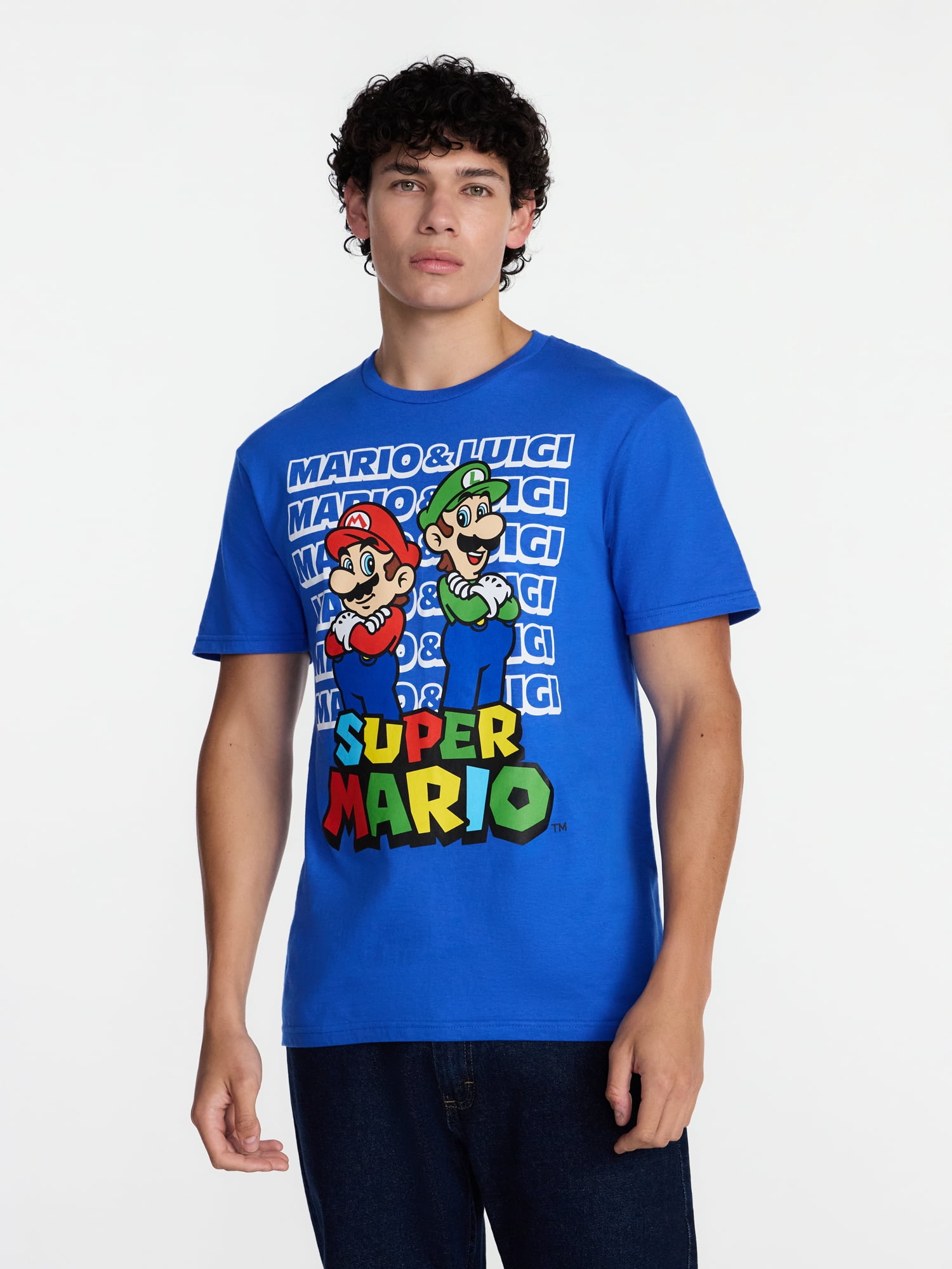 Super Mario and Luigi Men's and Big Men's Graphic Tee with Short ...