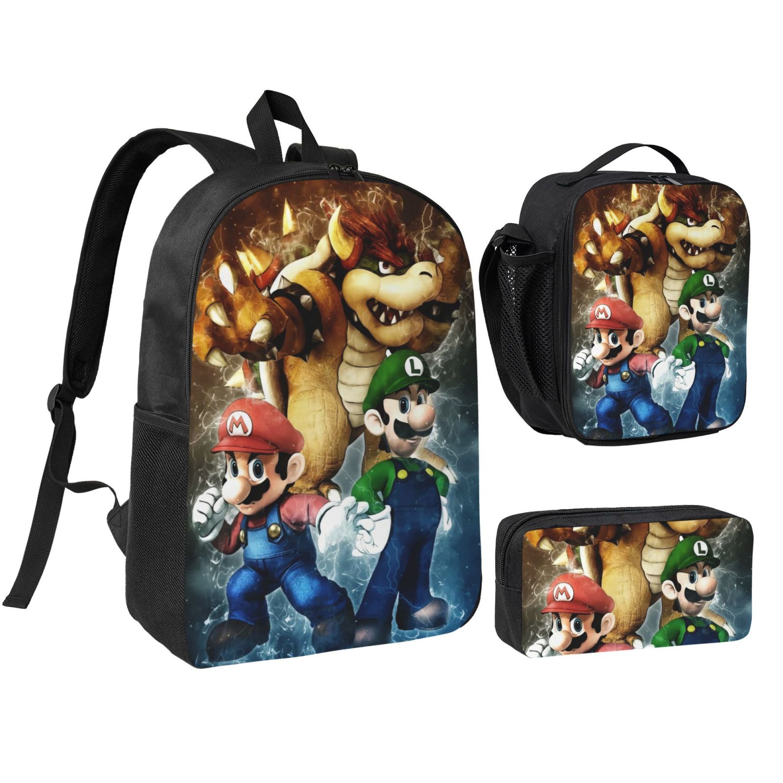 Super Mario and Luigi55 School Backpack with Lunch Box and Pencil Cas ...