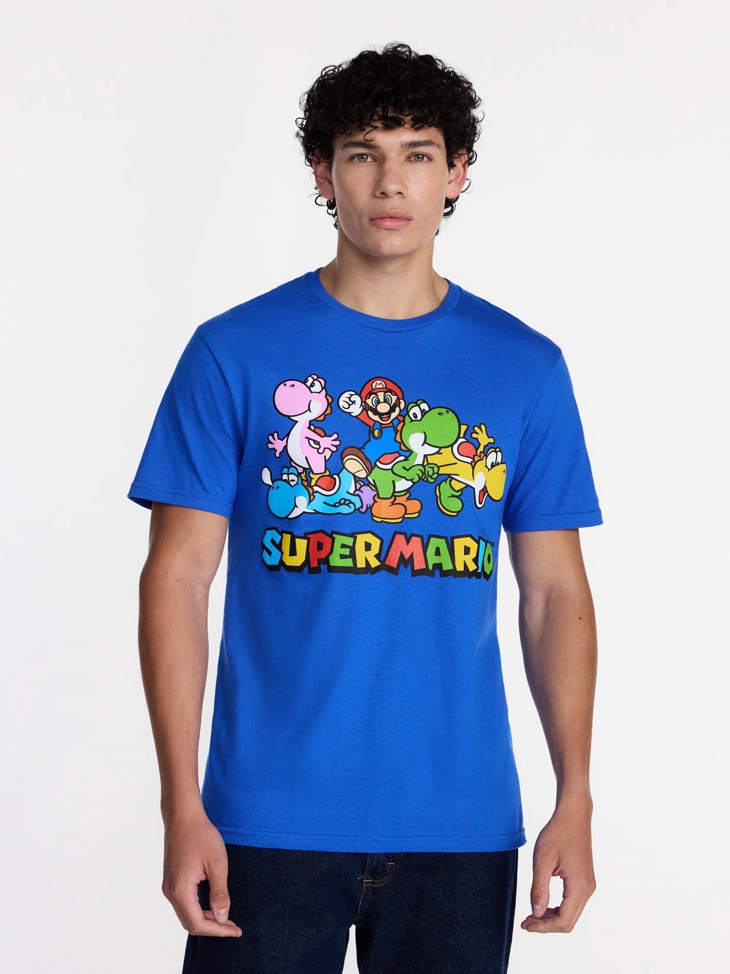 Super Mario and Yoshi Men's and Big Men's Graphic Tee with Short ...