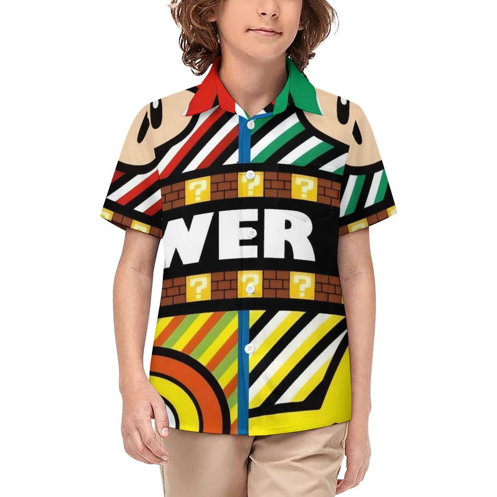 Super Mario button down shirt boys summer 11-12T - Walmart.com