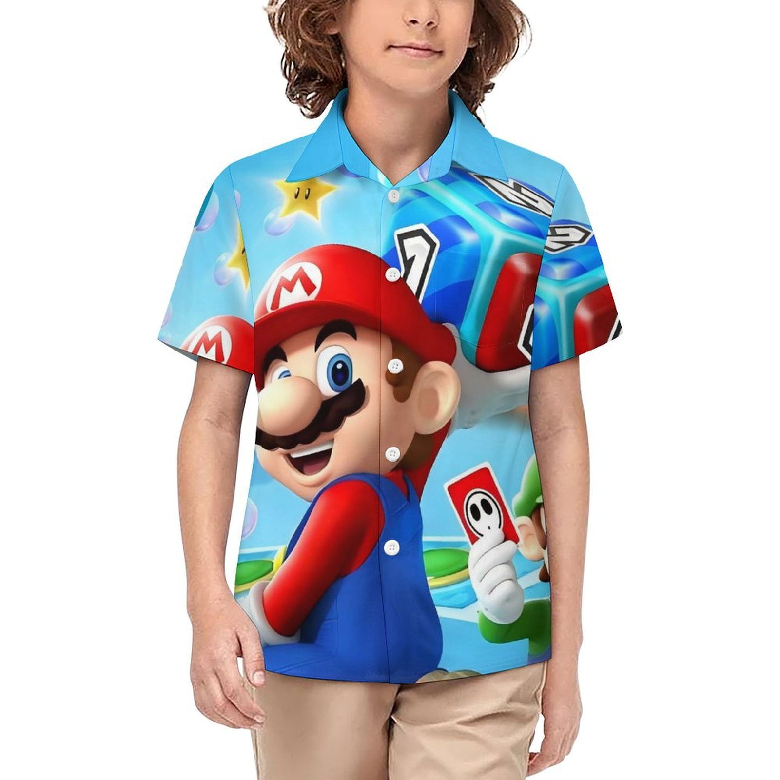 Super Mario button down shirt boys summer 13-14T - Walmart.com