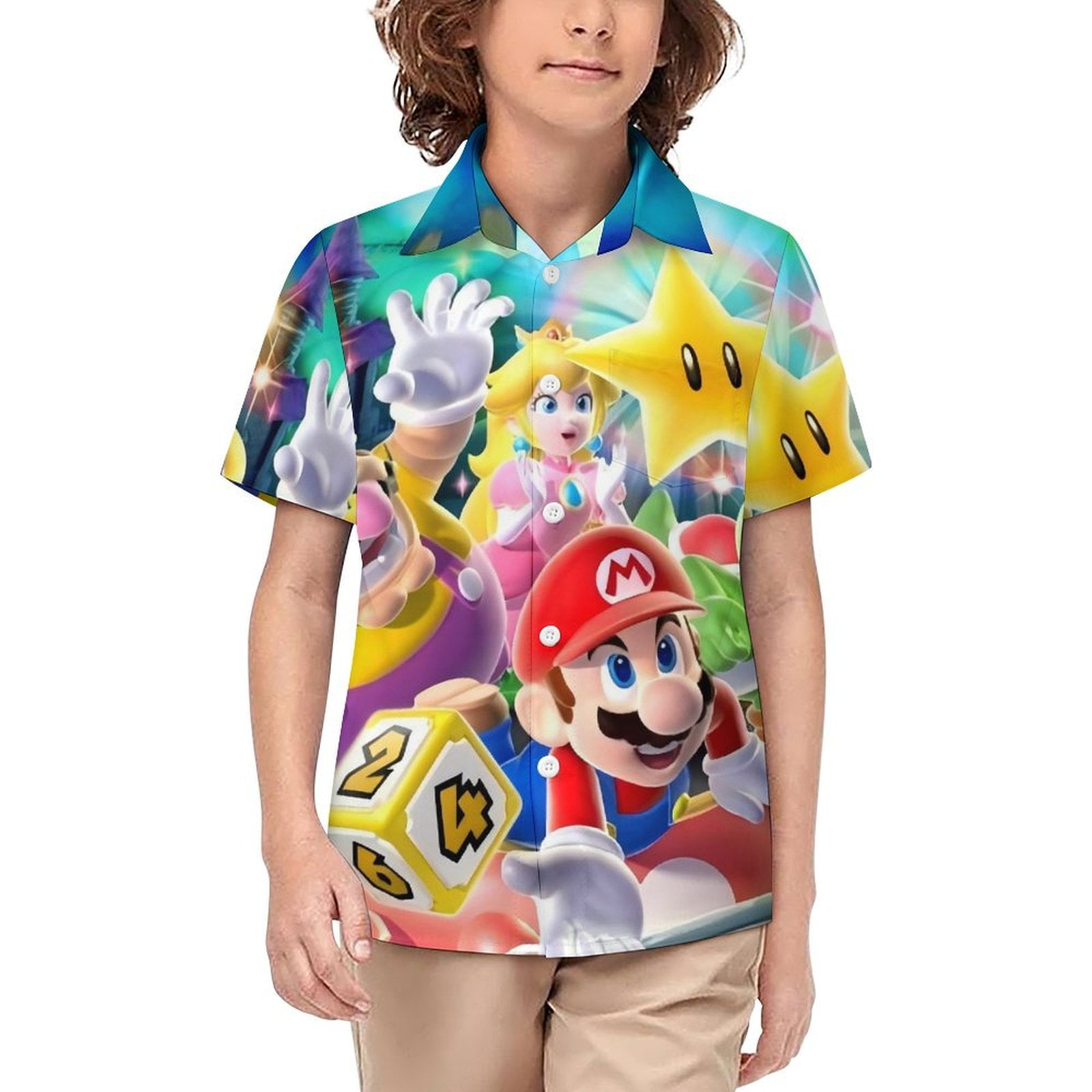 Super Mario button down shirt boys summer 13-14T - Walmart.com