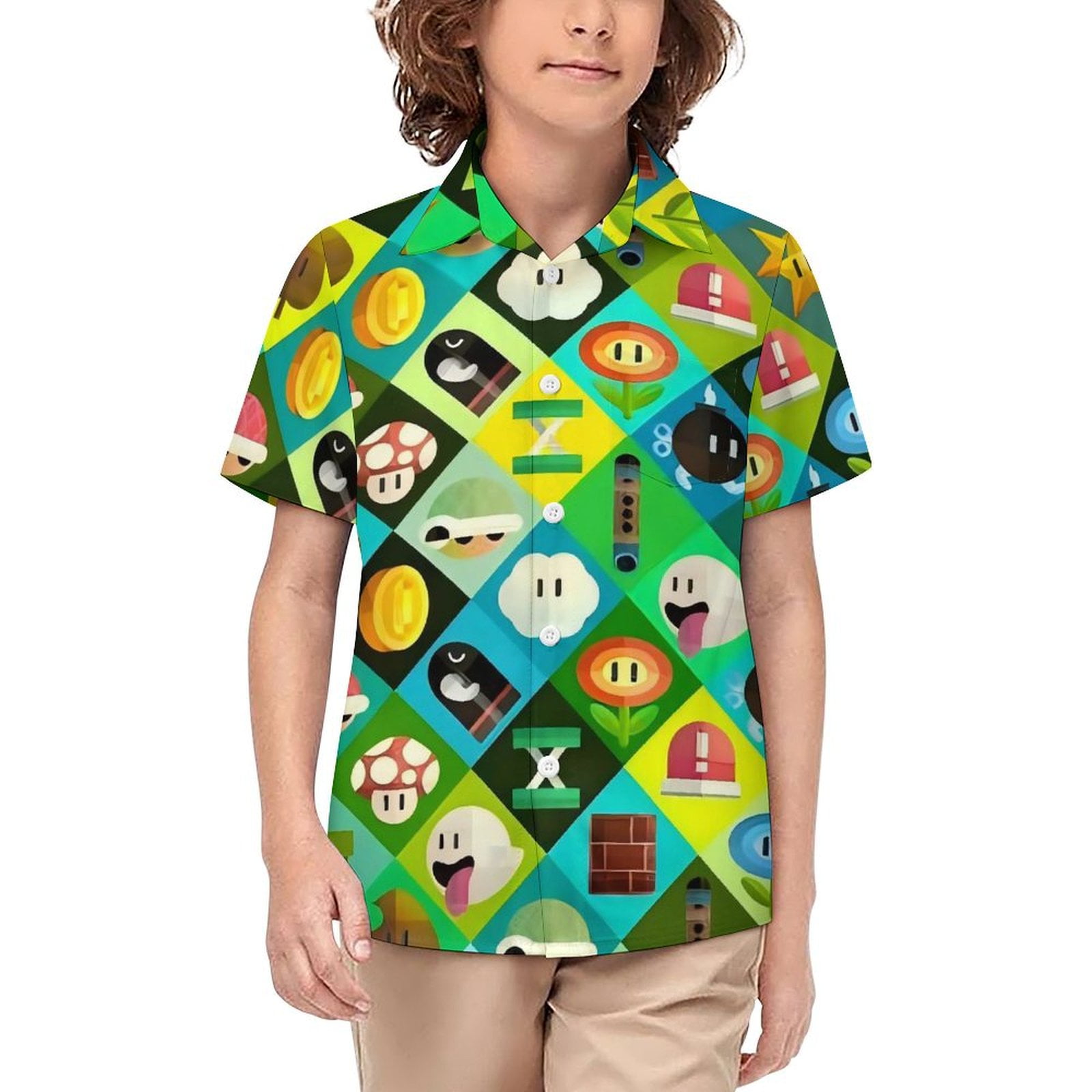 Super Mario button down shirt boys summer 2T - Walmart.com