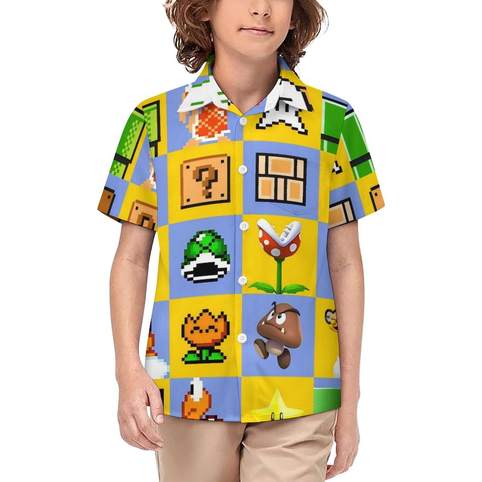 Super Mario button down shirt boys summer 3-4T - Walmart.com