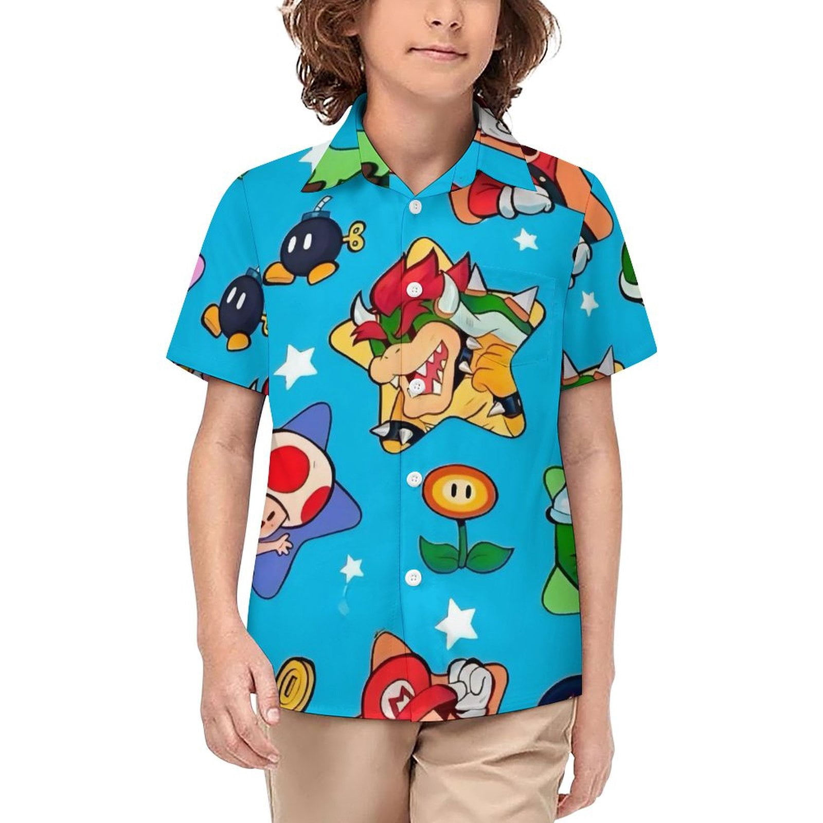 Super Mario button down shirt boys summer 3-4T - Walmart.com