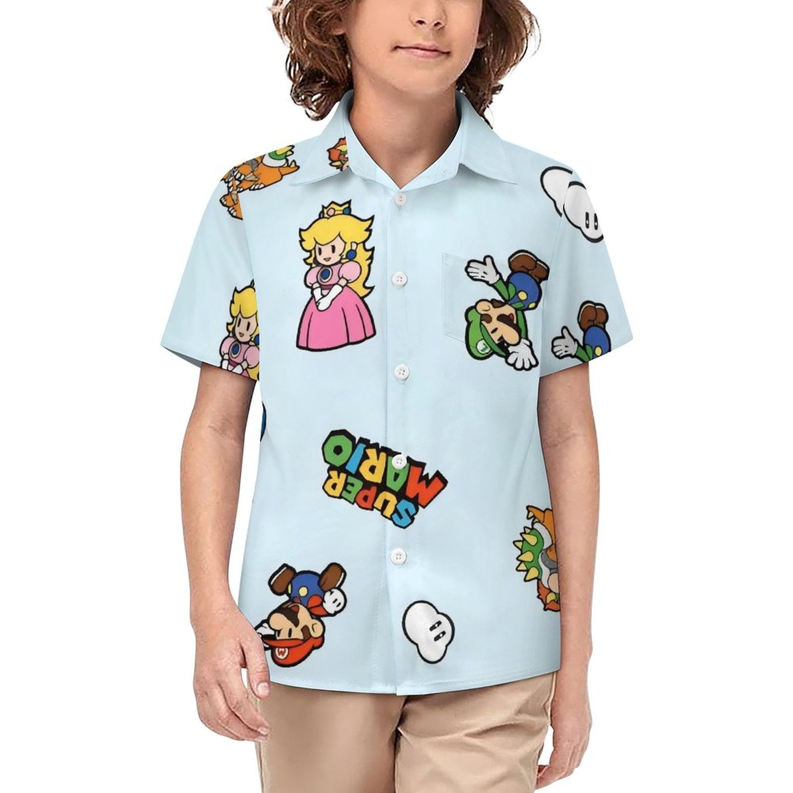 Super Mario button down shirt boys summer 5-6T - Walmart.com