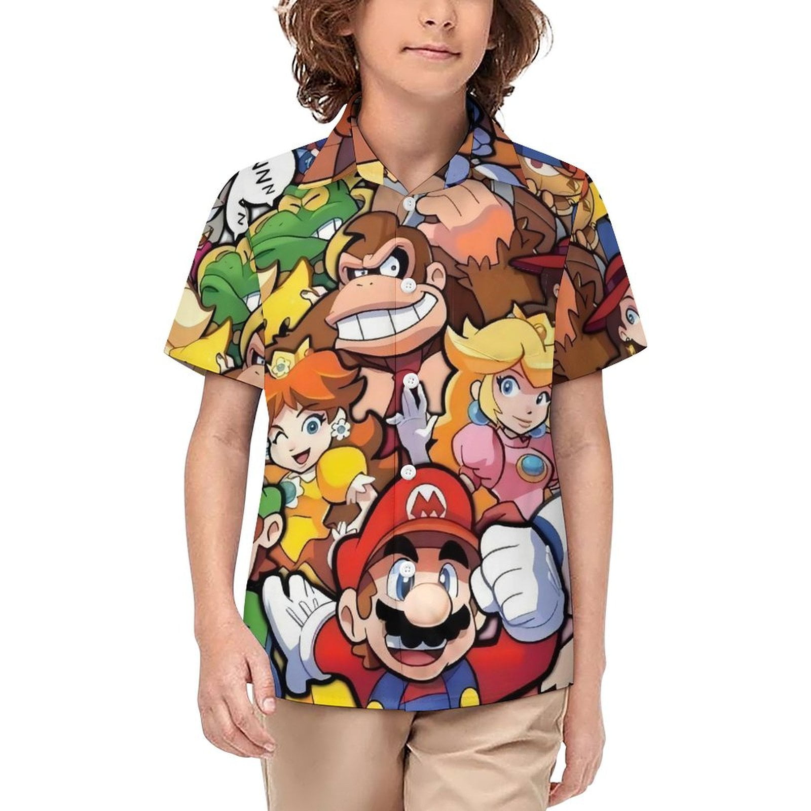 Super Mario button down shirt boys summer 5-6T - Walmart.com