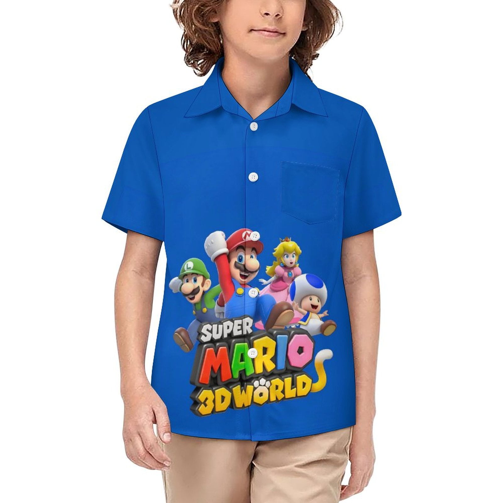 Super Mario button down shirt boys summer 5-6T - Walmart.com
