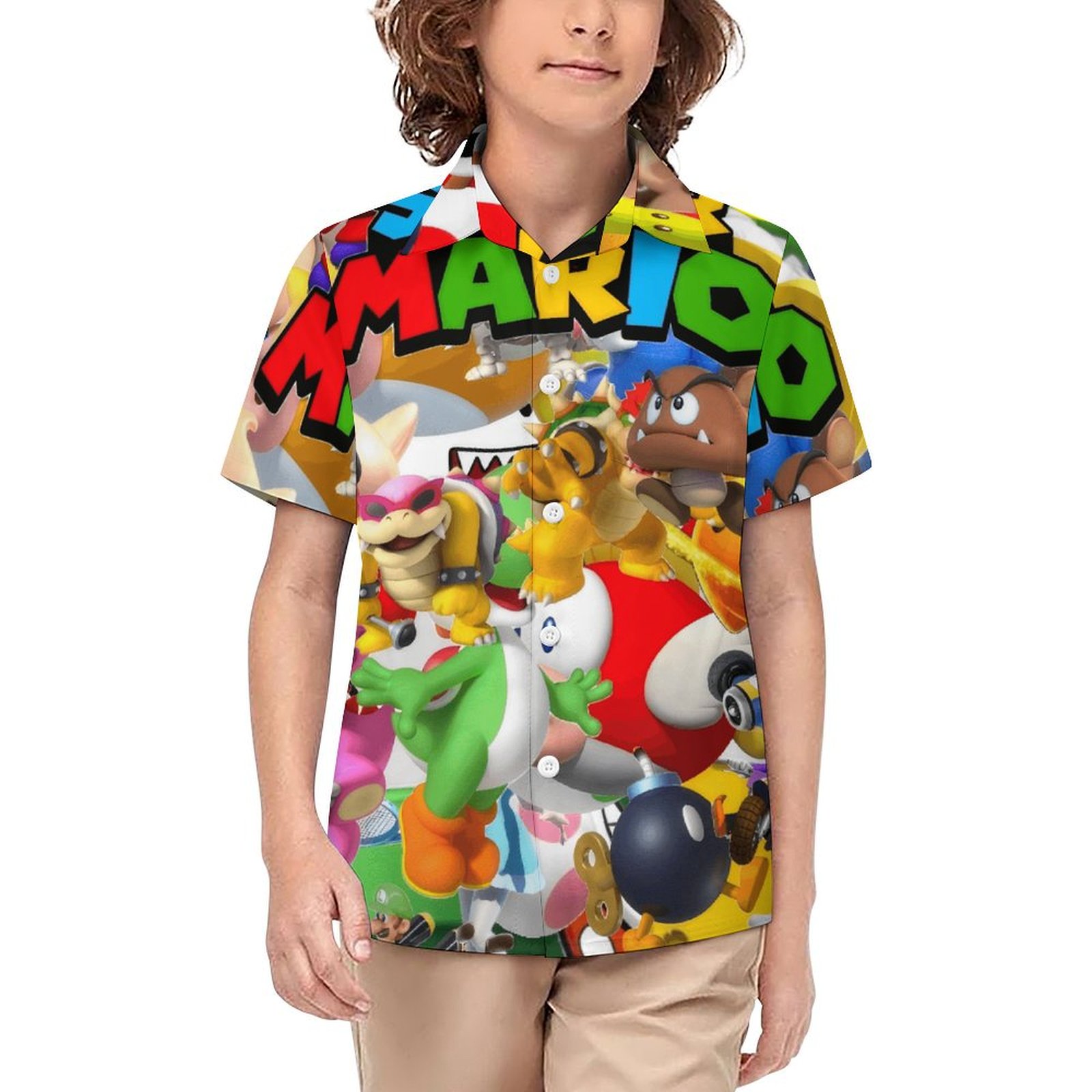 Super Mario button down shirt boys summer 5-6T - Walmart.com