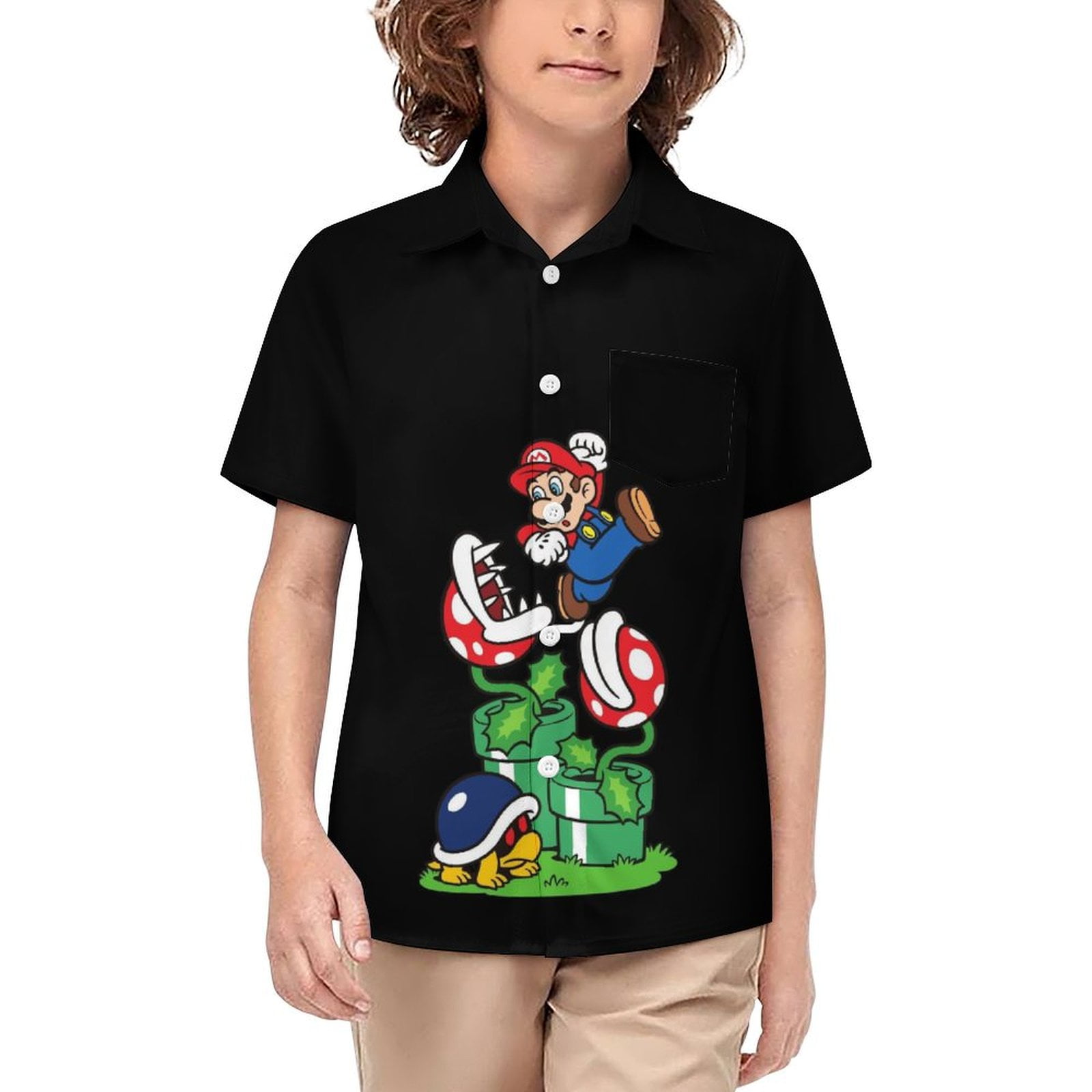 Super Mario button down shirt boys summer 7-8T - Walmart.com