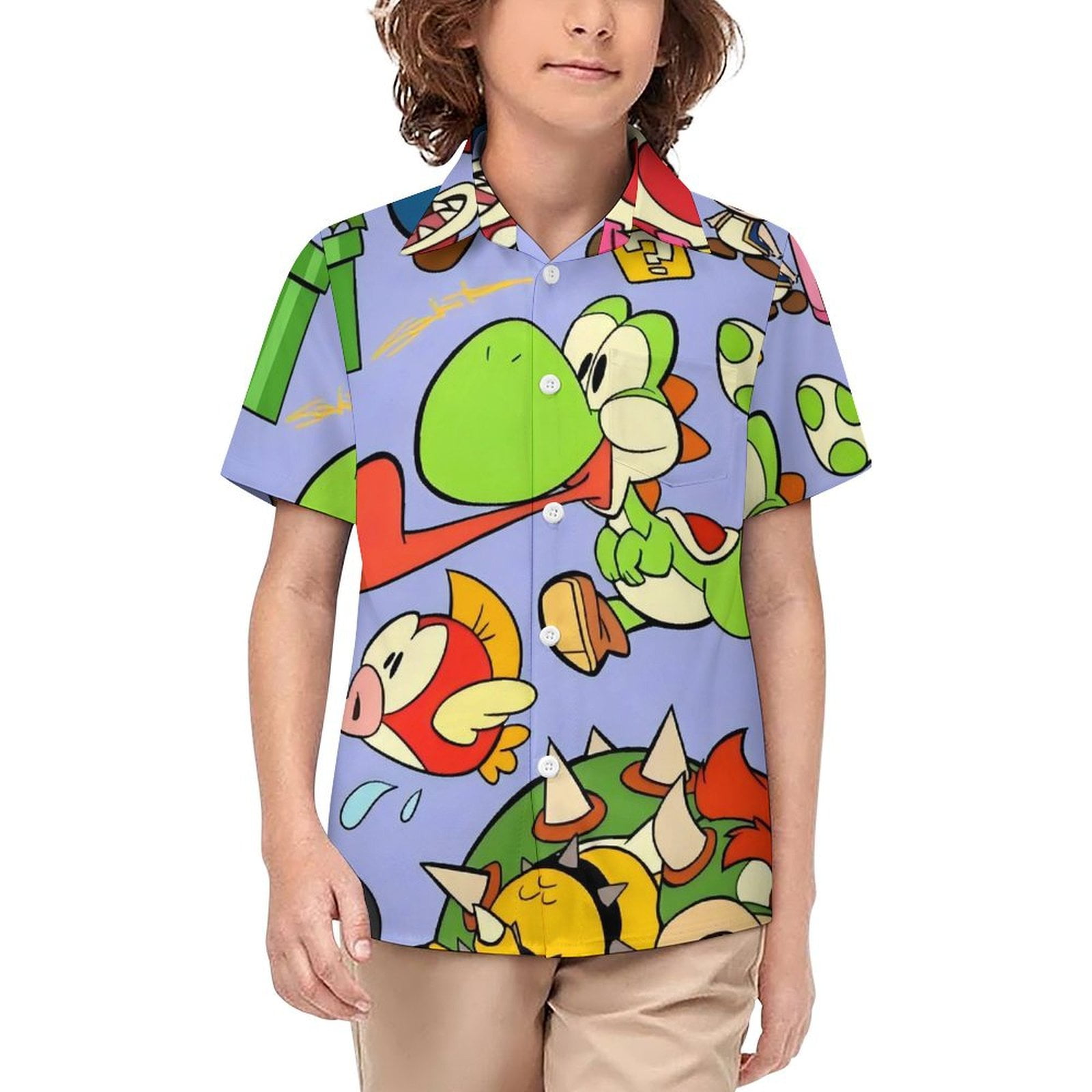 Super Mario button down shirt boys summer 7-8T - Walmart.com