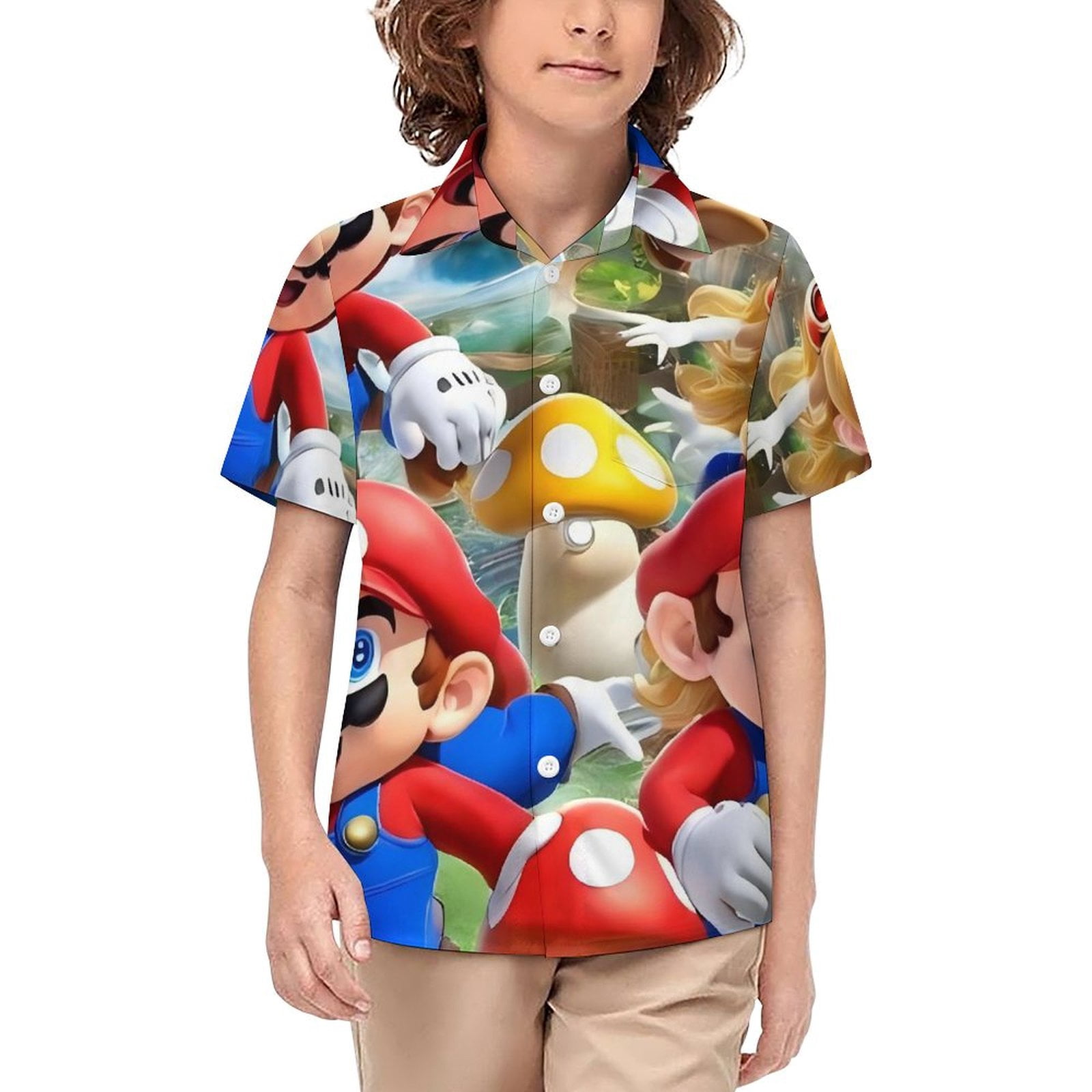 Super Mario button down shirt boys summer 7-8T - Walmart.com