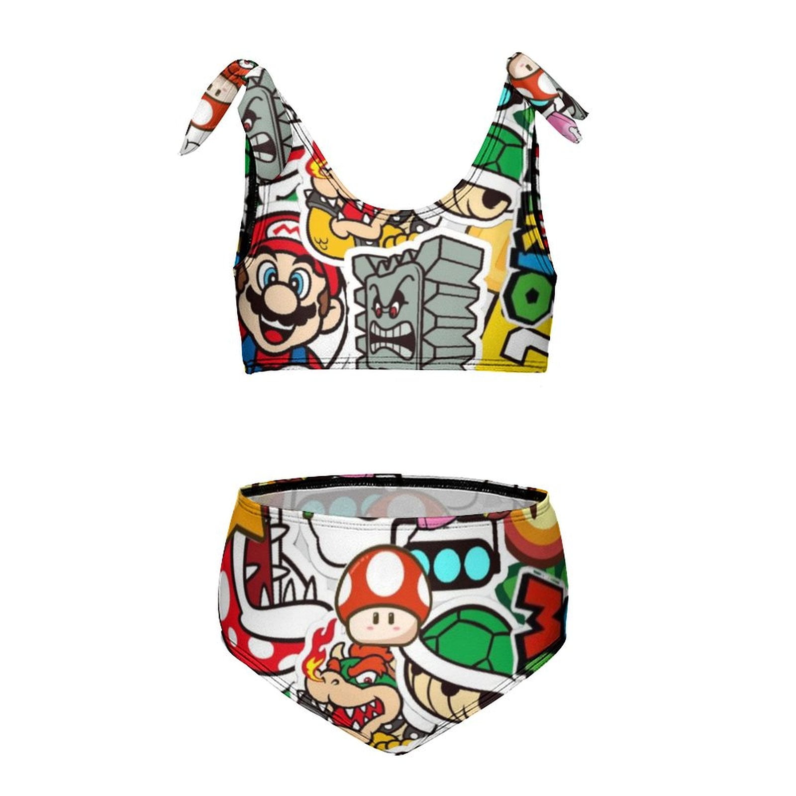 Super Mario swimsuit for Girl Cute Teen Girls 2 Piece High Waisted ...