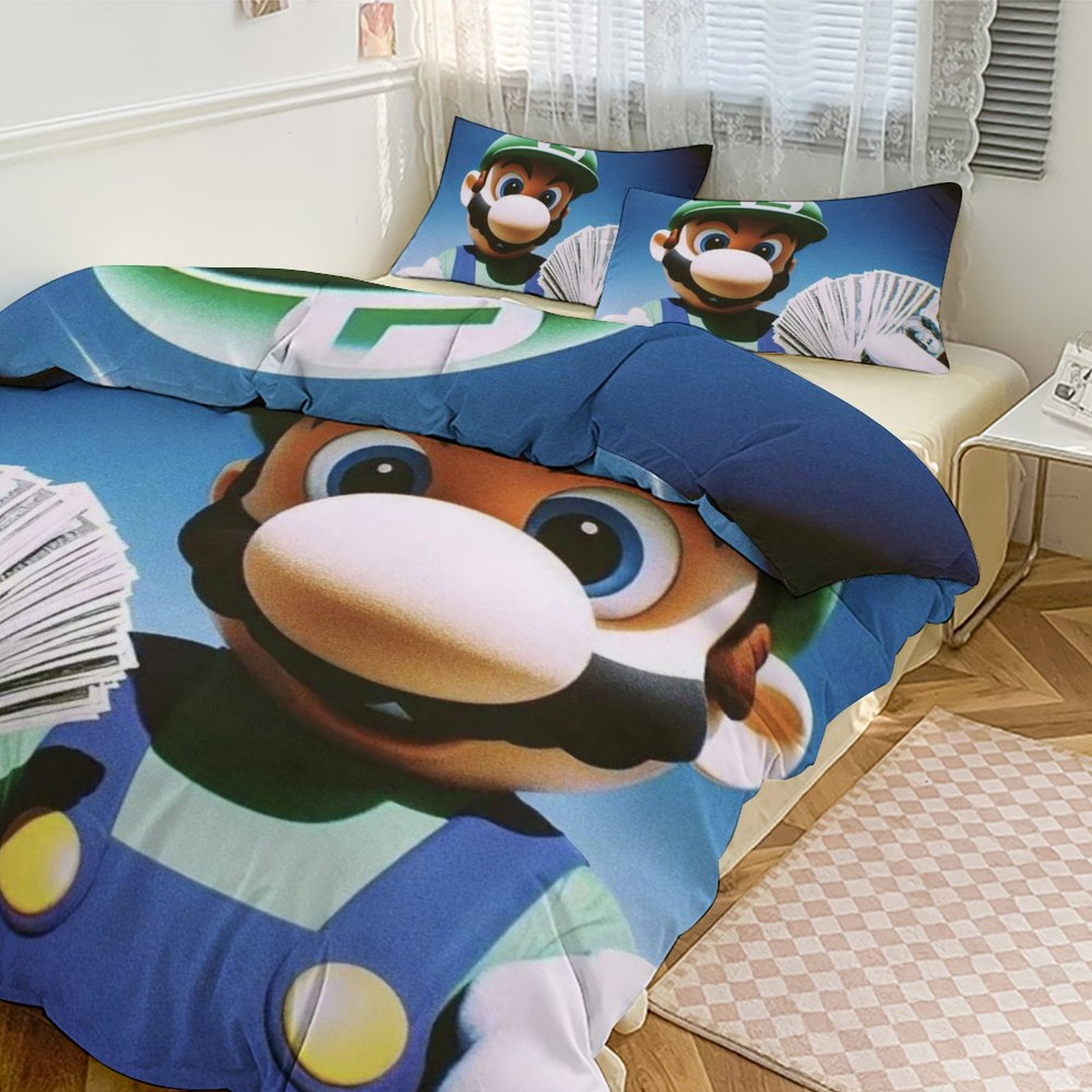 Super MarioCartoon Anime 3 Piece Bed Soft Quilt Set 1 Duvet Cover And 2 ...