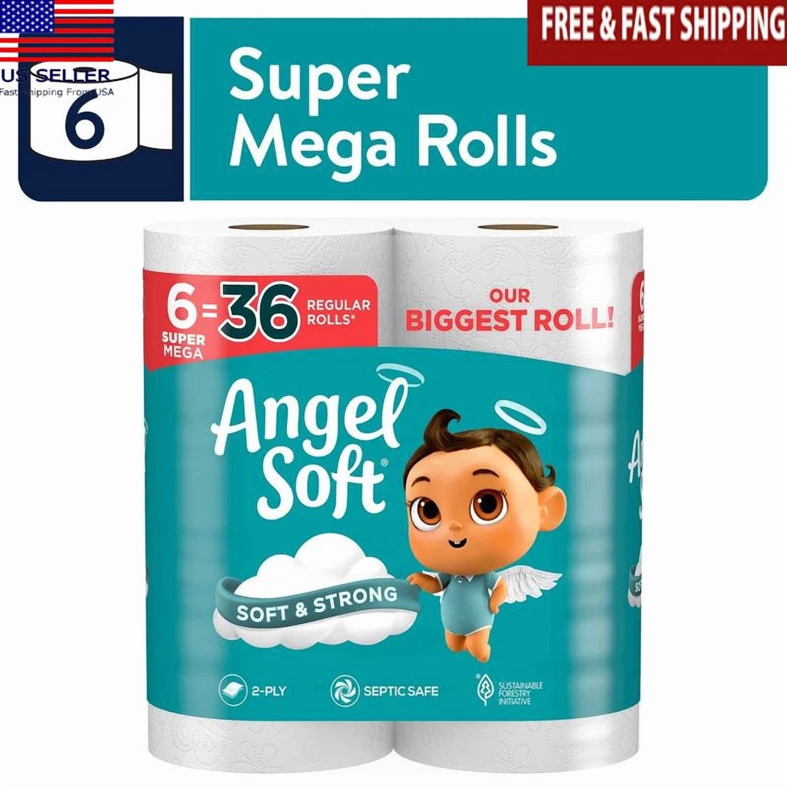 Super Mega Rolls 2-Ply Toilet Paper 6 Count Soft Strong Standard Safe ...