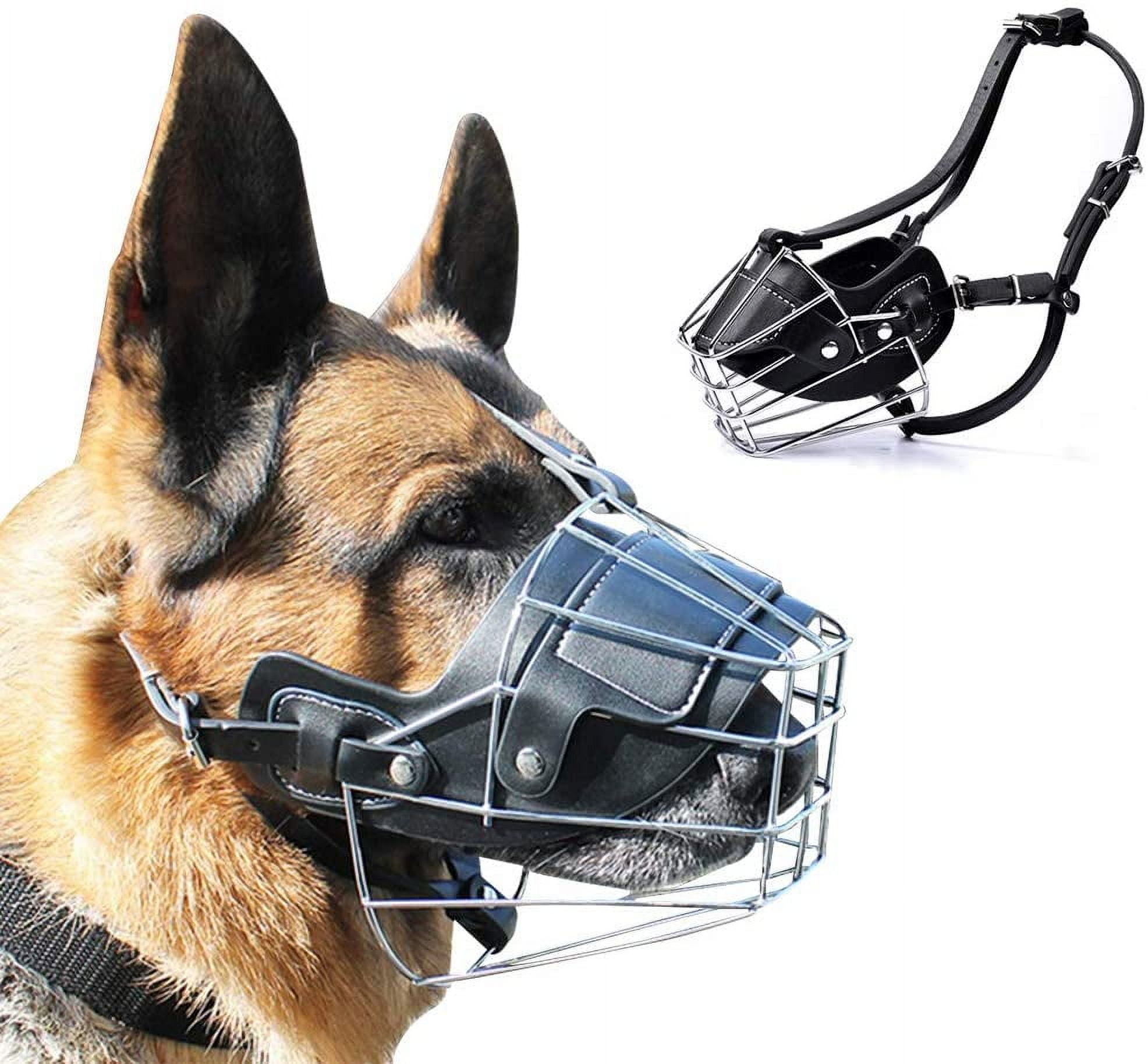 Super Metal Muzzle Dog Muzzle Leather Muzzle for Large Dogs Bite and ...
