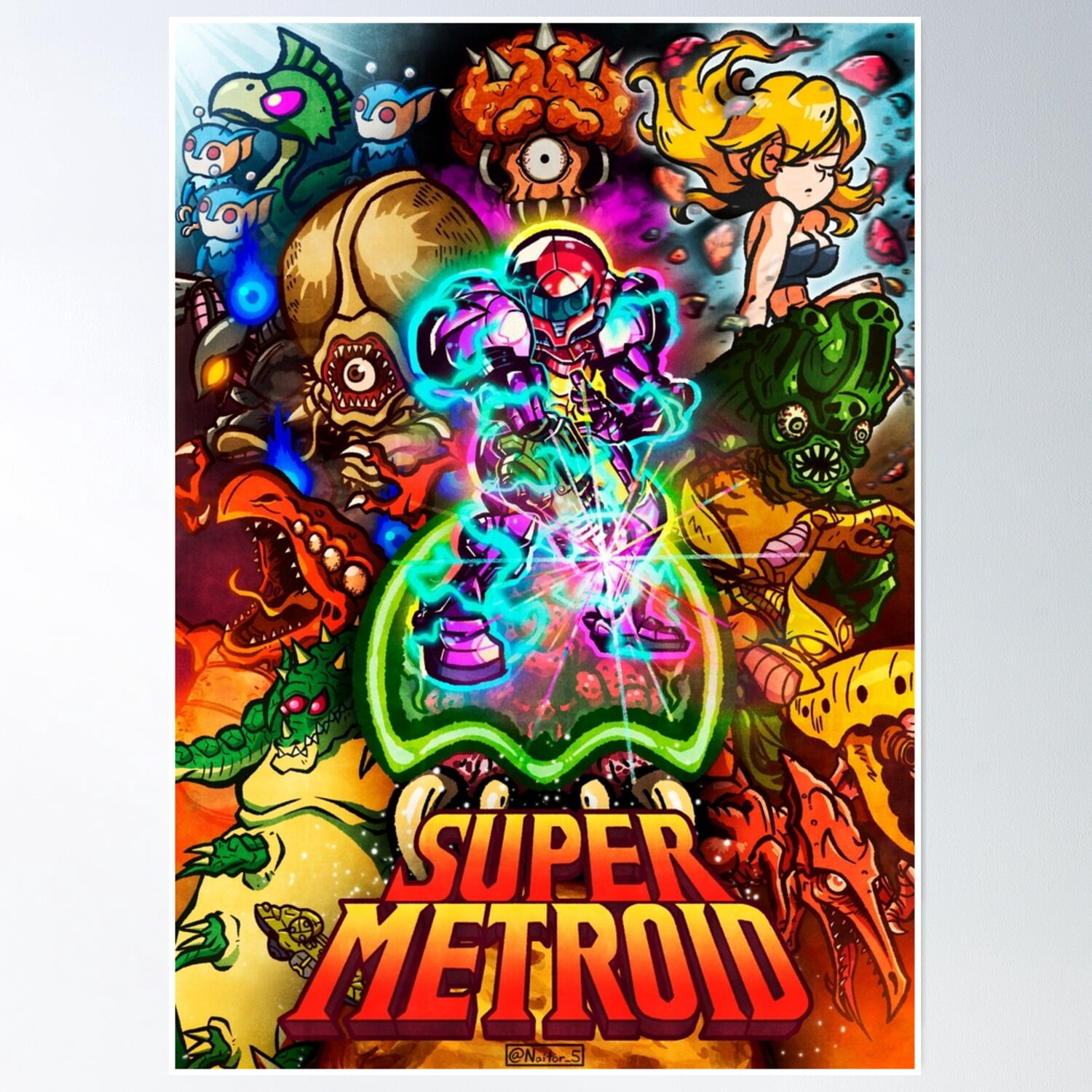 Super Metroid Illustration Poster Wall Art, Modern Wall Decor, 8x12 ...