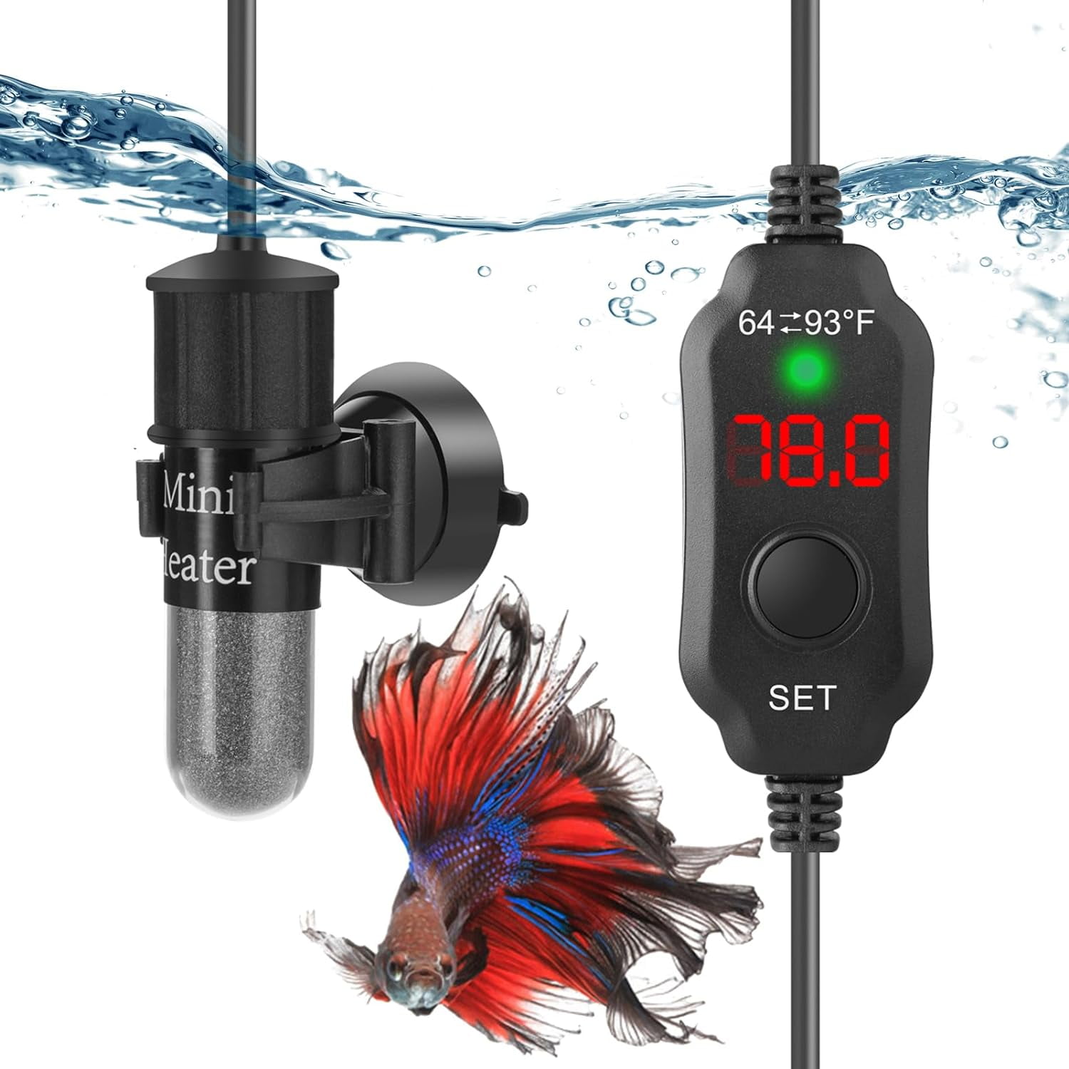 Super Mini Aquarium Heater 10W Betta Heater Adjustable Submersible Fish ...