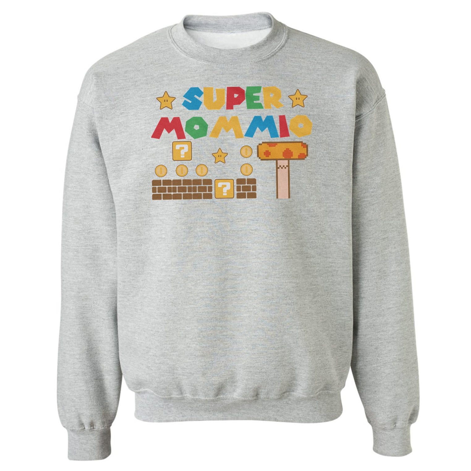 Super Mommio - Funny Retro Gaming Mom Mother's Day Unisex Crewneck Sweatshirt (Ash, Large ...