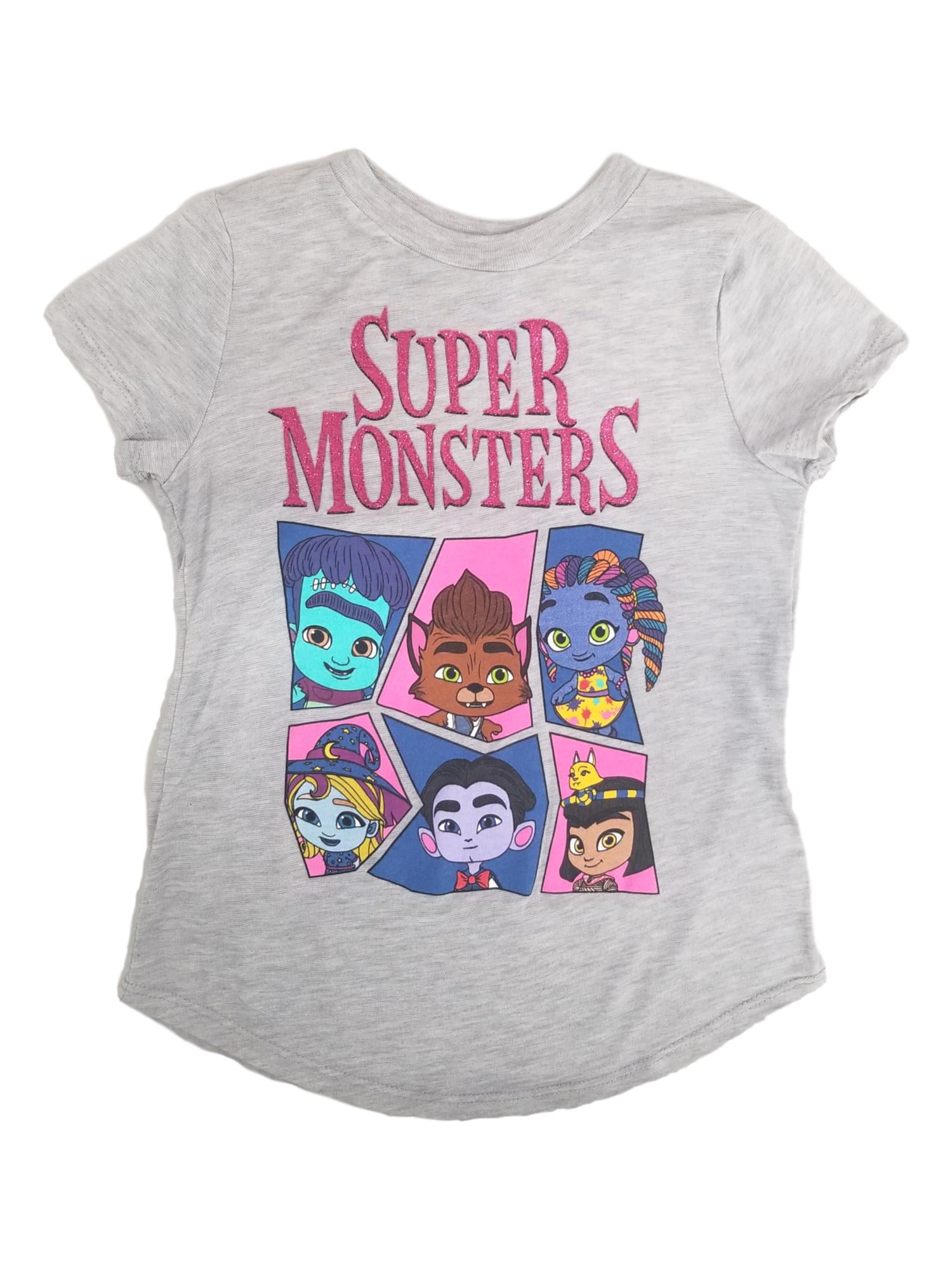 Super Monsters Girls Gray Glitter Short Sleeve T-Shirt Tee Shirt 12 ...
