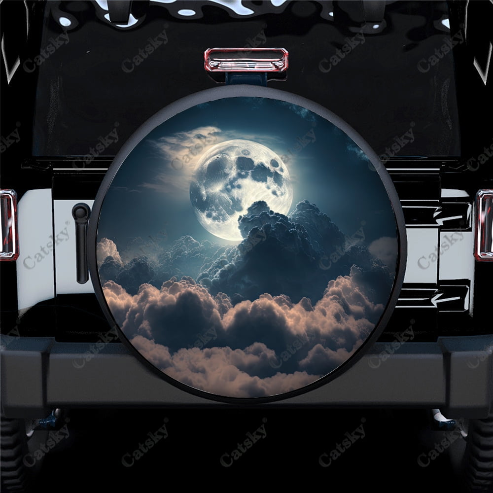 Super Moon And Clouds in The Night Polyester Universal Spare Wheel Tire ...