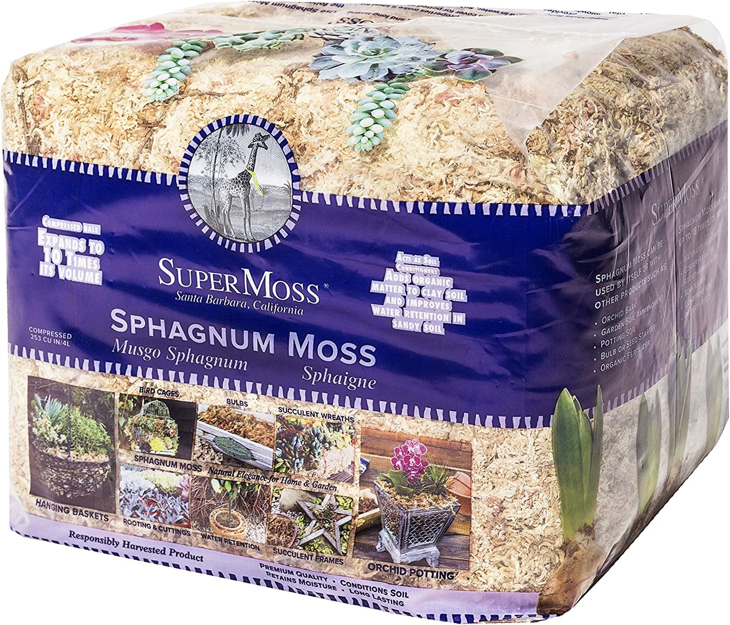 Super Moss Orchid Sphagnum Moss - 1 Pound Mini Bale for Gardens ...