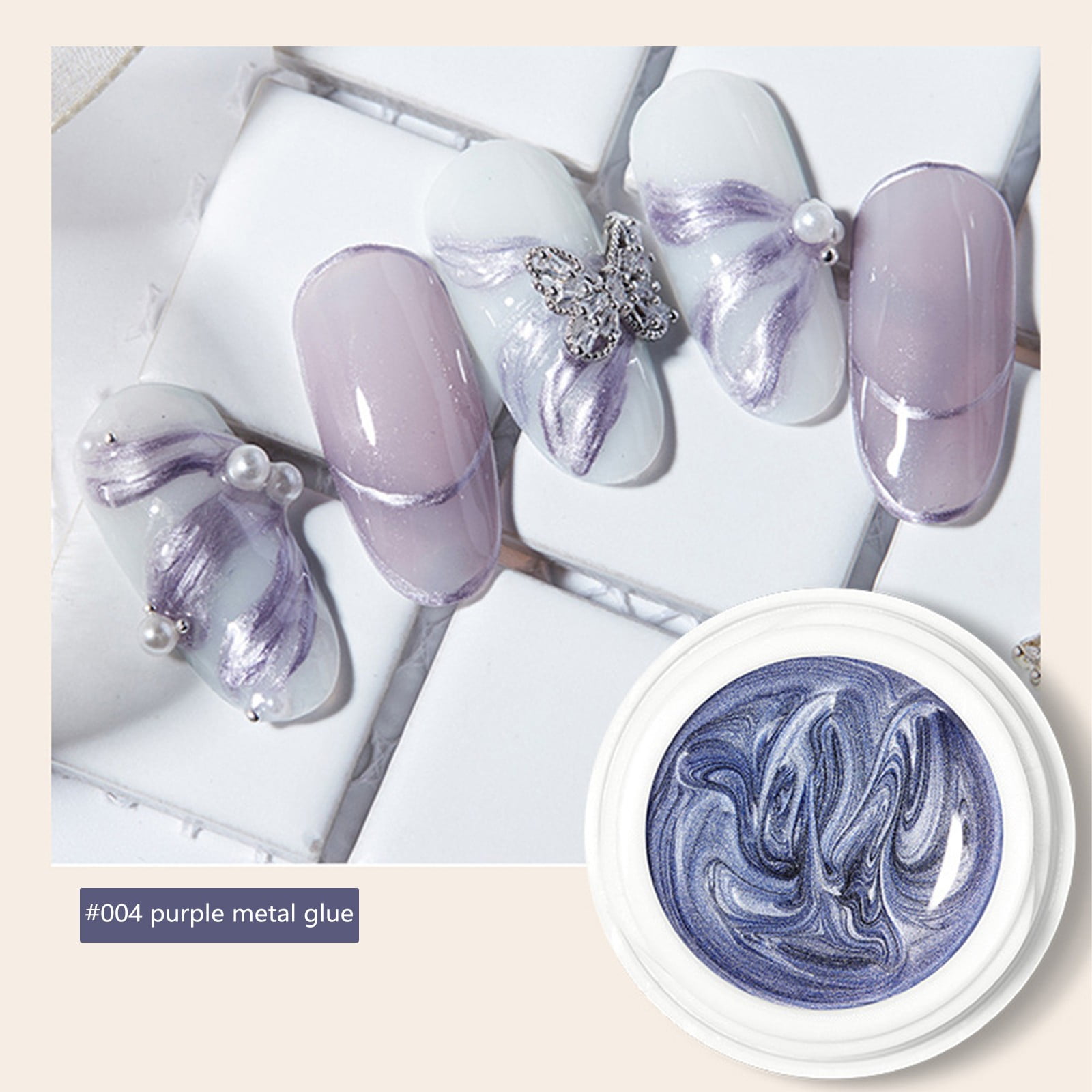 Super NailArt Metal Painted Glue Mirror Flash Silver Glue Painting Pull ...