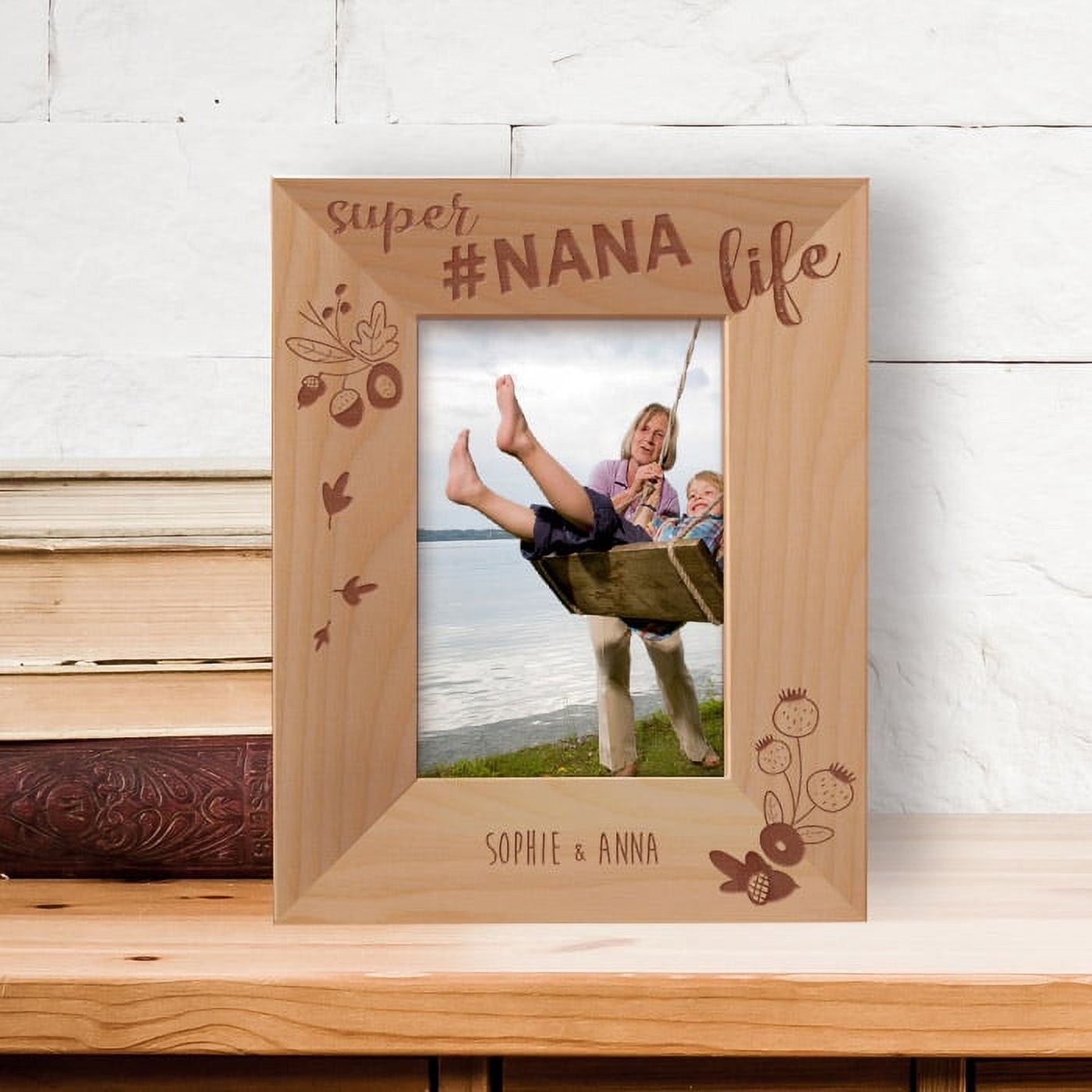 Super Nana Life Personalized Wooden Frame 3 1/2" x 5" Brown (Vertical ...