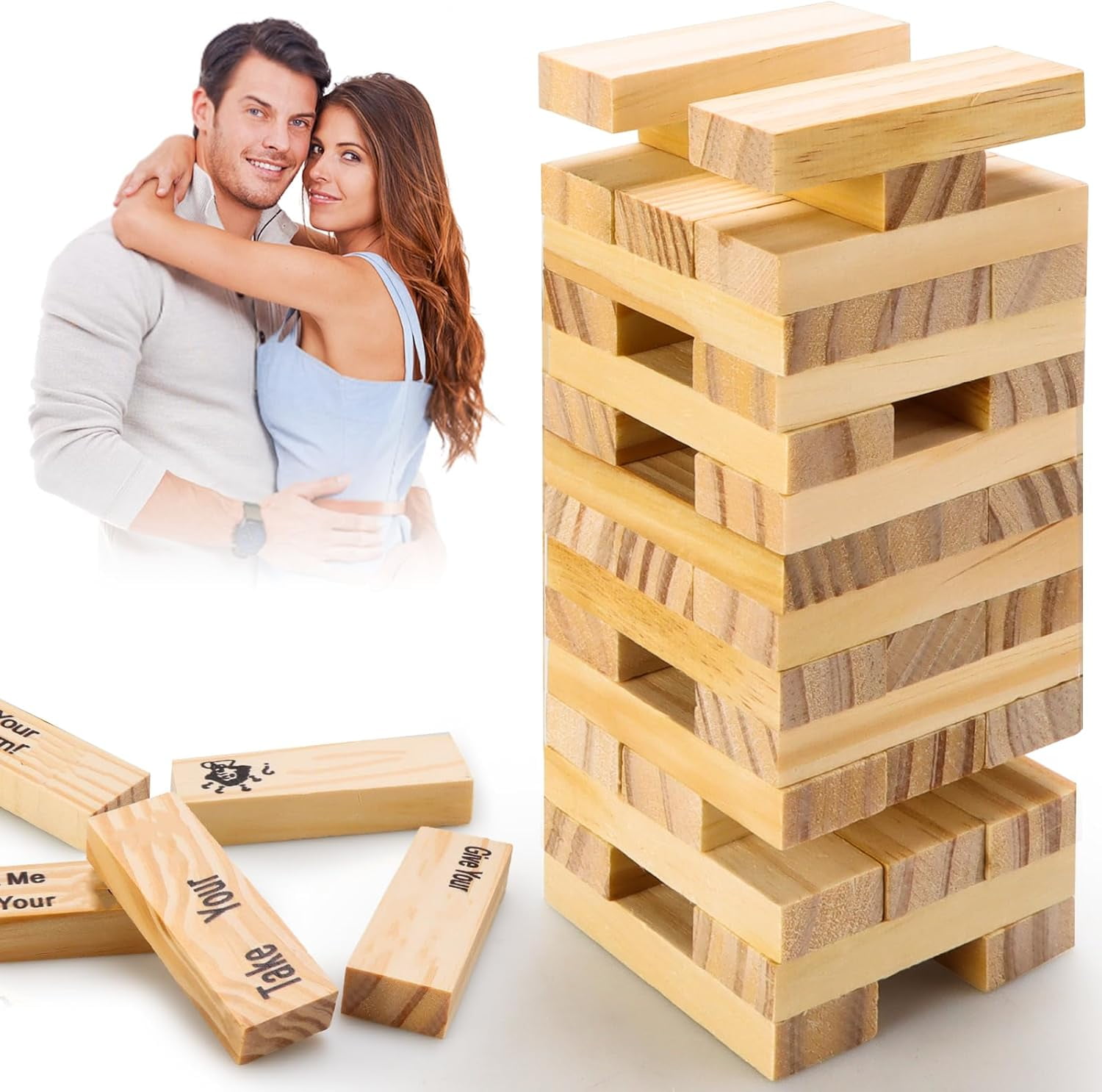 Super Naughty Block Tower Game, Couple Game Blocks, 48 Pcs Naughty Blocks, Fun Valentine's Day ...